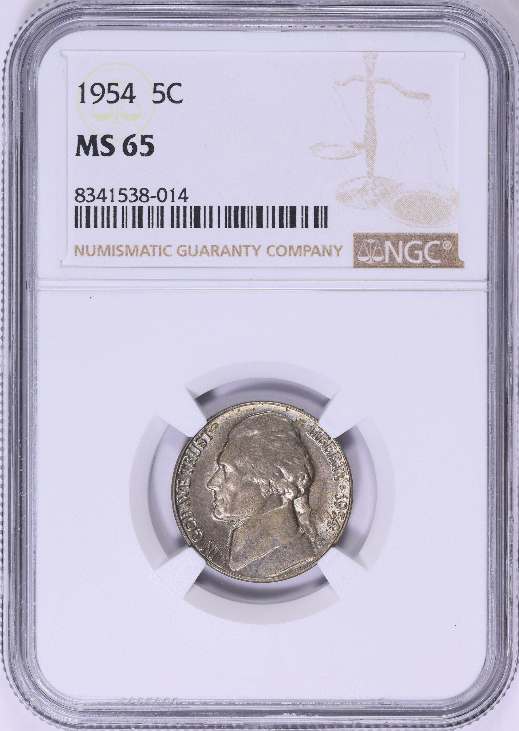 1954 Jefferson Nickel NGC MS-65 (Toned) (Item 1824773) | GreatCollections Coin Auctions