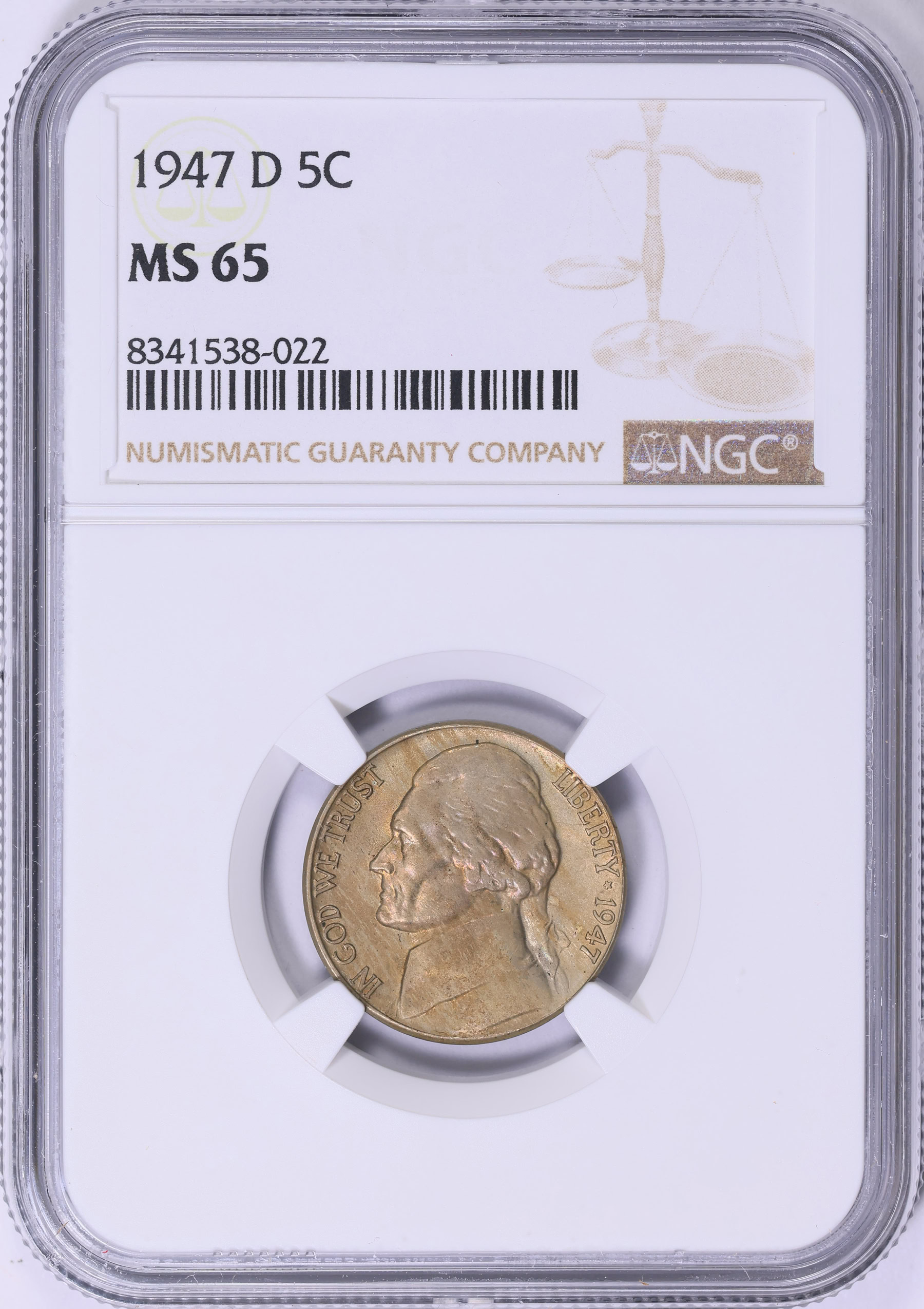 1947-D Jefferson Nickel NGC MS-65 (Toned) (Item 1824789) | GreatCollections Coin Auctions