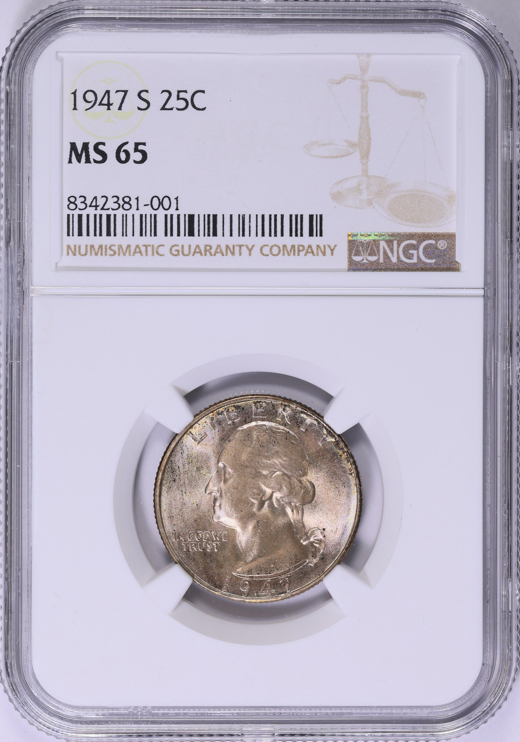 1947-S Washington Quarter NGC MS-65 (Toned) (Item 1824836) | GreatCollections Coin Auctions