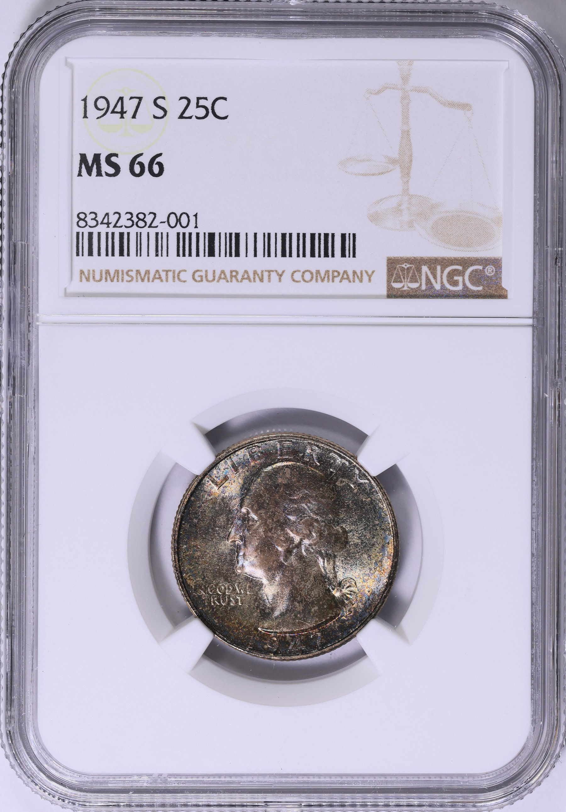 1947-S Washington Quarter NGC MS-66 (Toned) (Item 1824867) | GreatCollections Coin Auctions