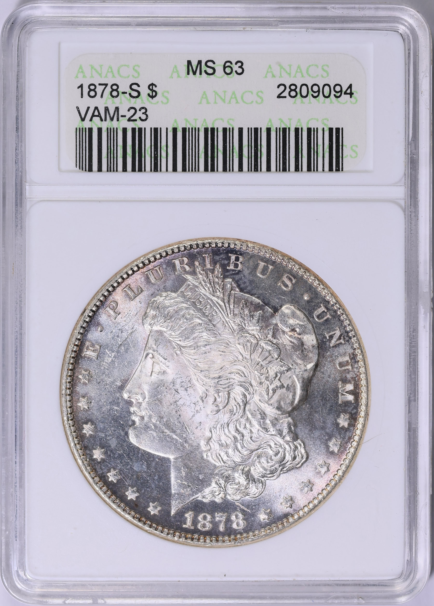 1878-S Morgan Silver Dollar VAM-23 ANACS MS-63 OH (Toned) (Item 1824892) | GreatCollections Coin ...