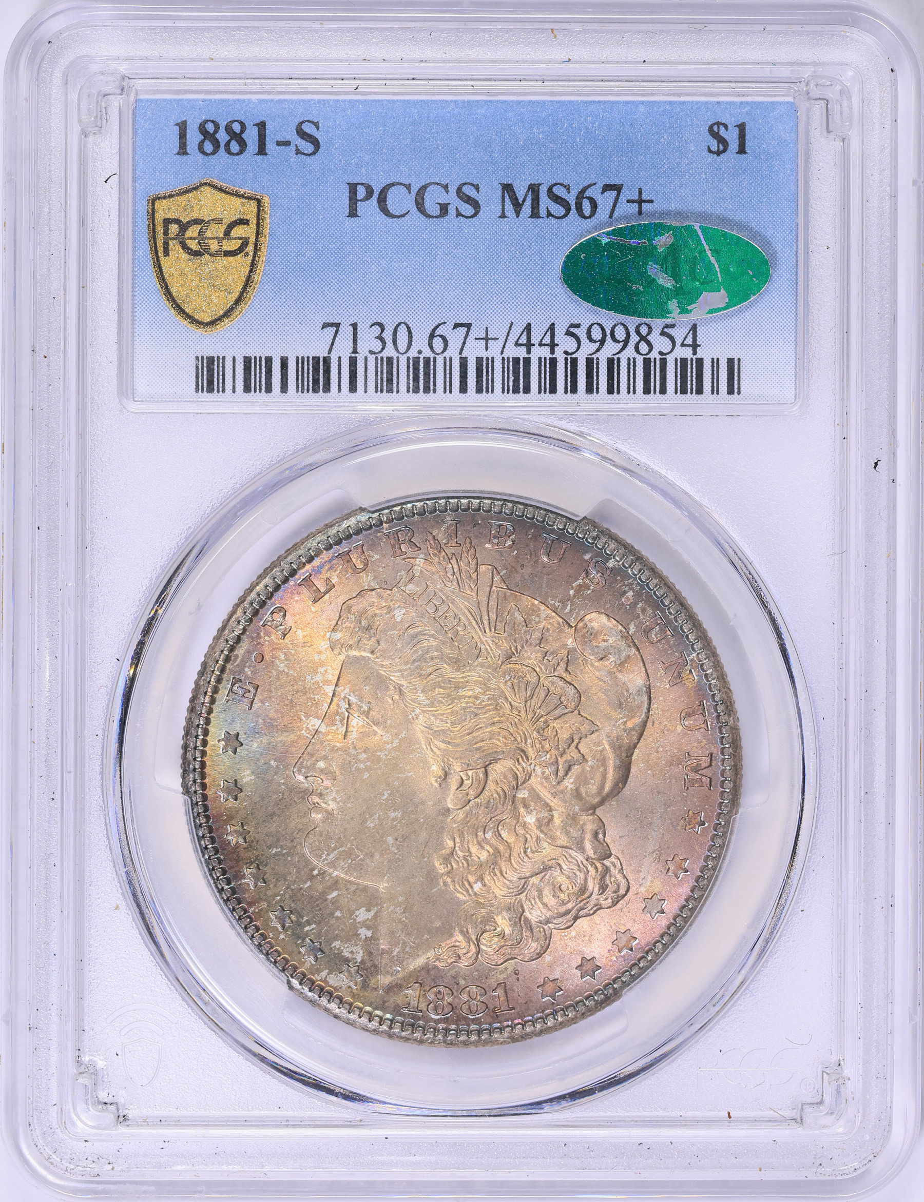 1881-S Morgan Silver Dollar PCGS MS-67+ (CAC Green) (Toned) (Item 1824902) | GreatCollections ...