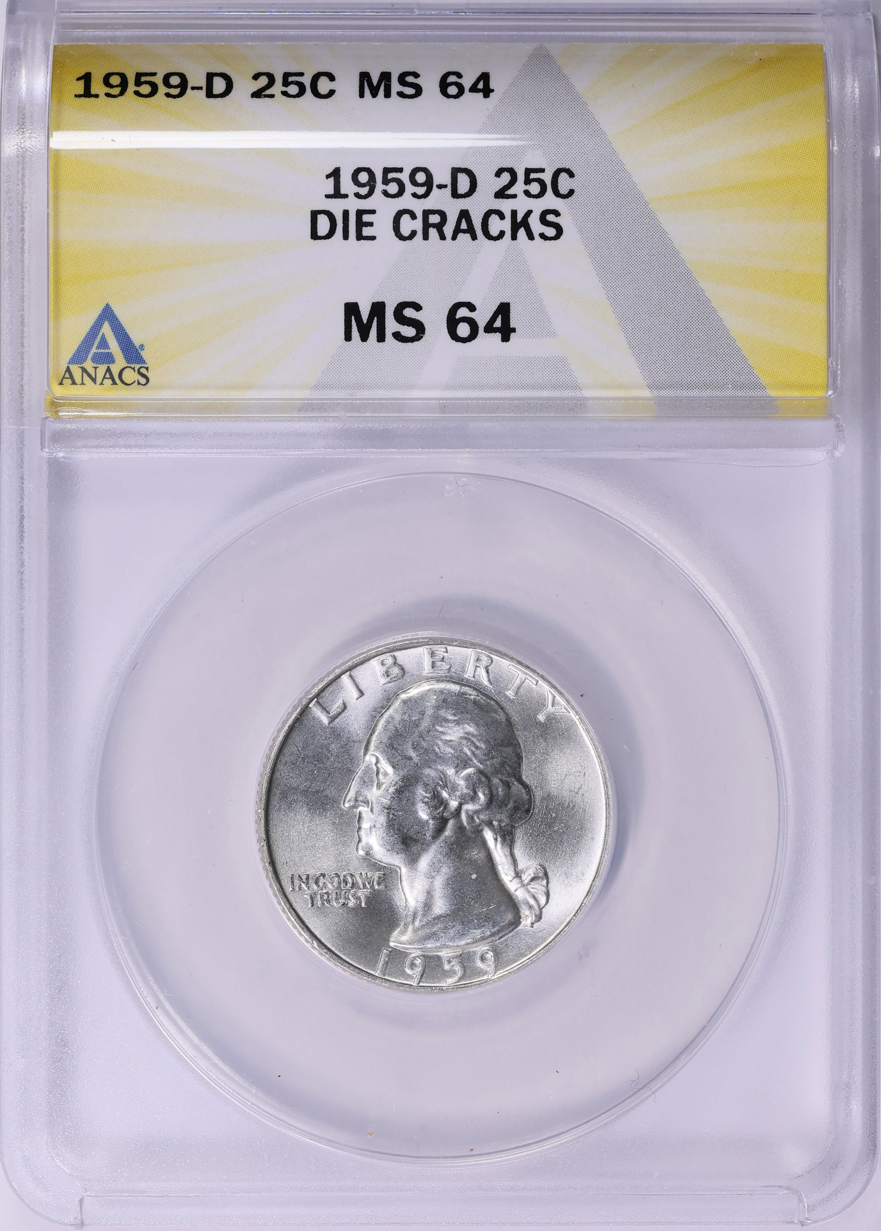 1959-D Washington Quarter Die Cracks ANACS MS-64 (Item 1824939 ...
