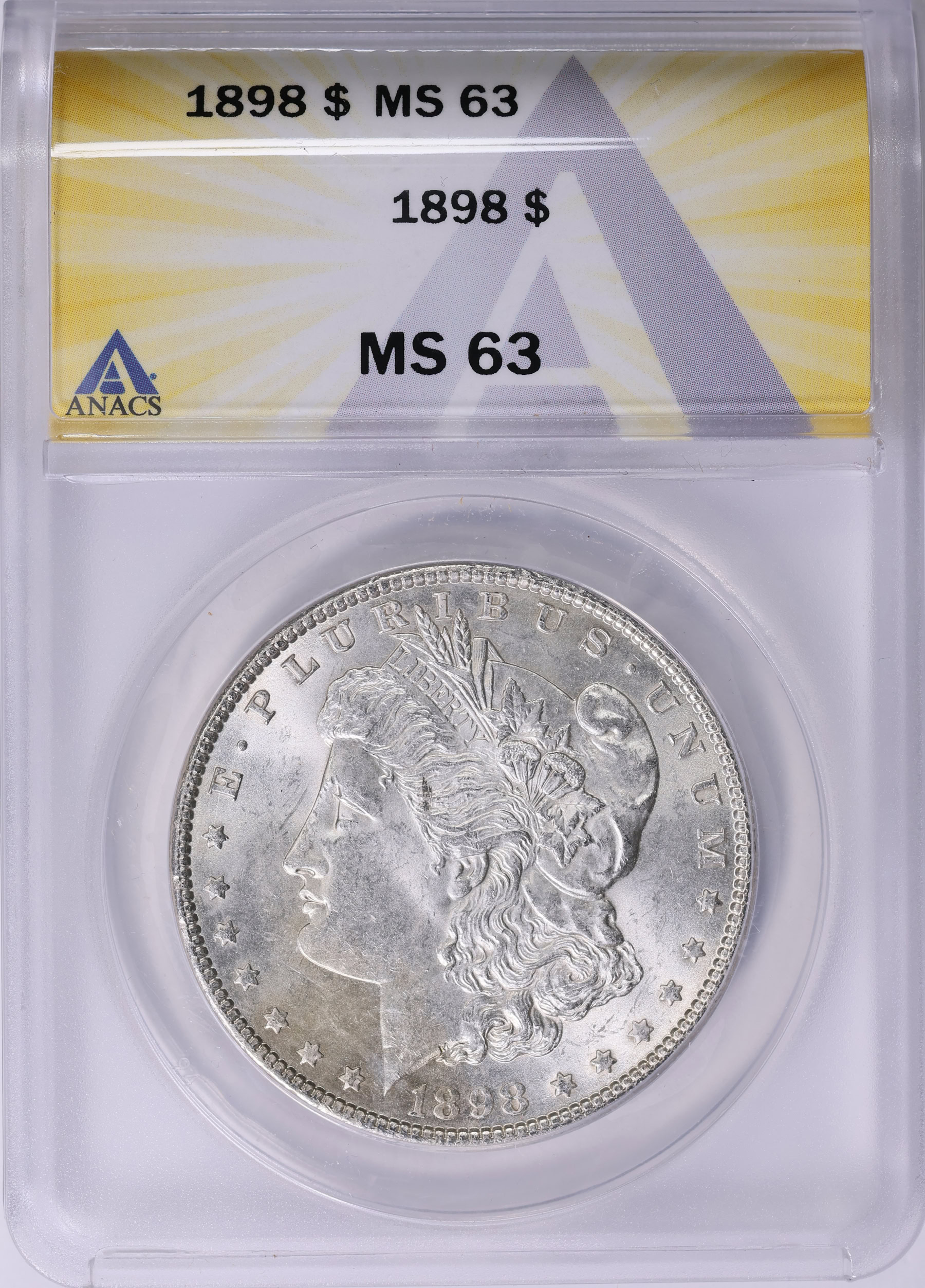 1898 Morgan Silver Dollar ANACS MS-63 (Item 1825068) | GreatCollections ...