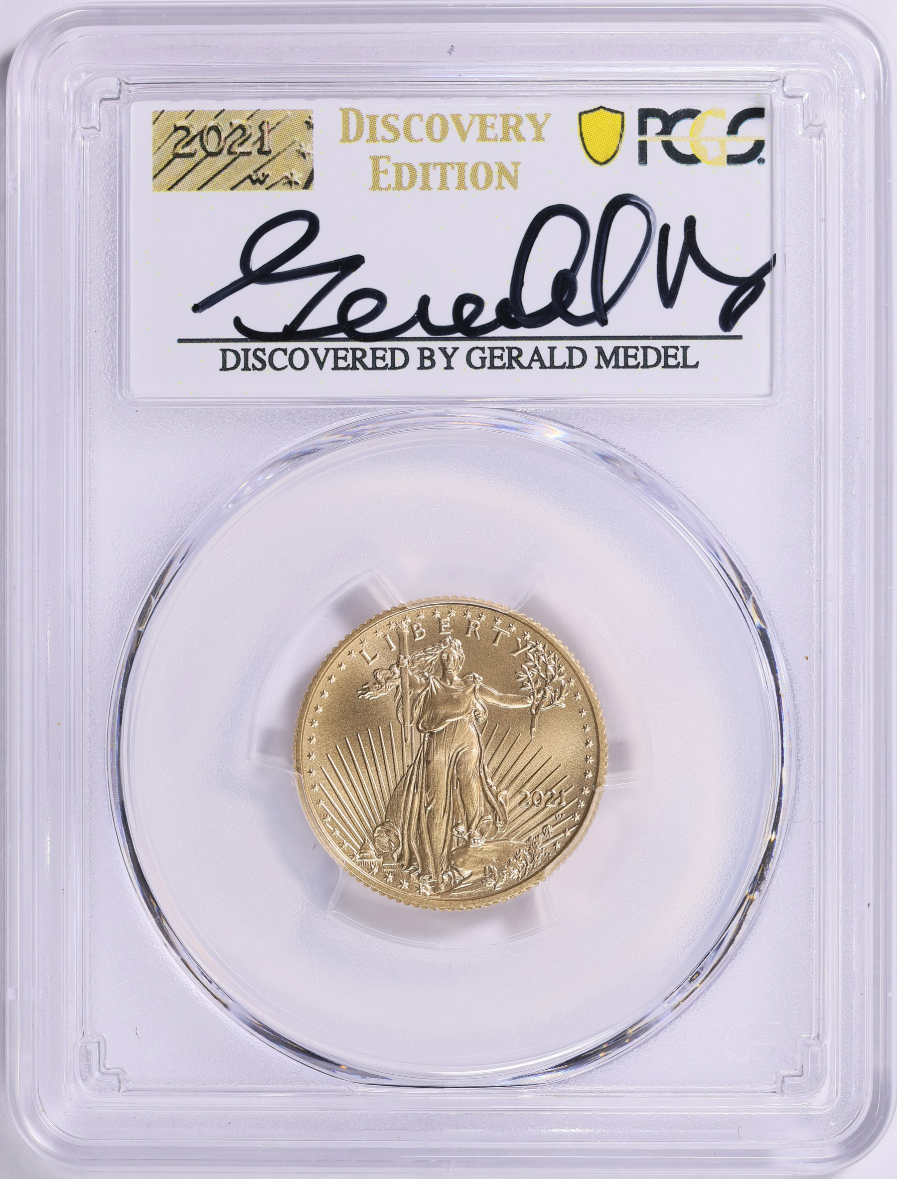 2021-W $10 Quarter-Ounce Gold American Eagle Type 2 Unfinished Proof Dies PCGS MS-70 (Gerald ...