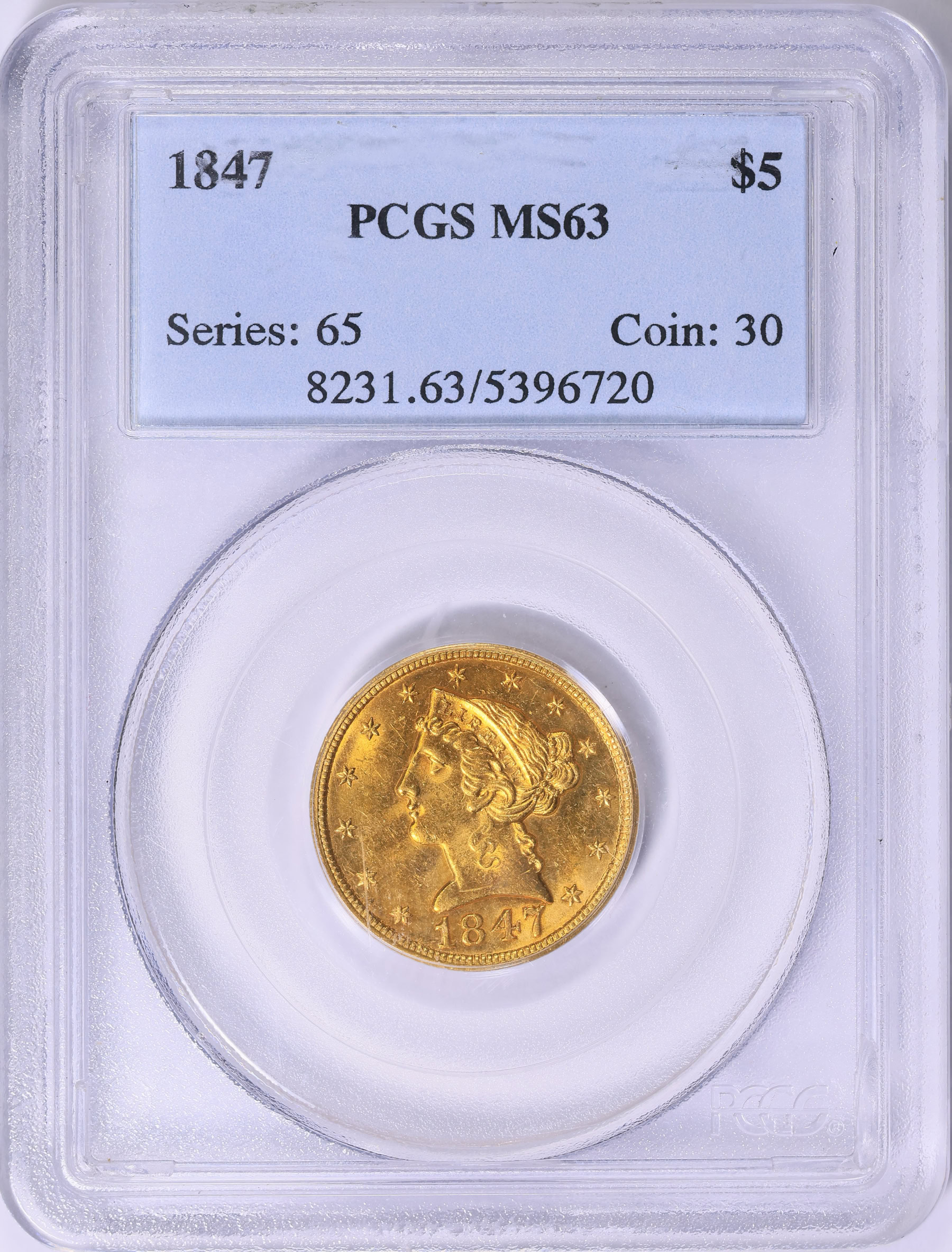 1847 Liberty Gold Half Eagle PCGS MS-63 (Item 1825145) | GreatCollections Coin Auctions