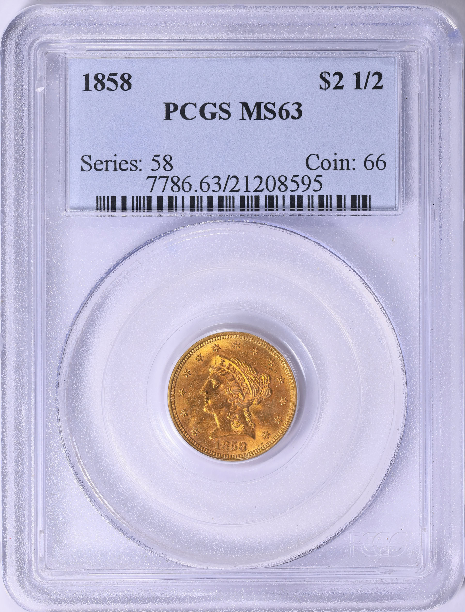 1858 Liberty Gold Quarter Eagle PCGS MS-63 (Item 1825148 ...