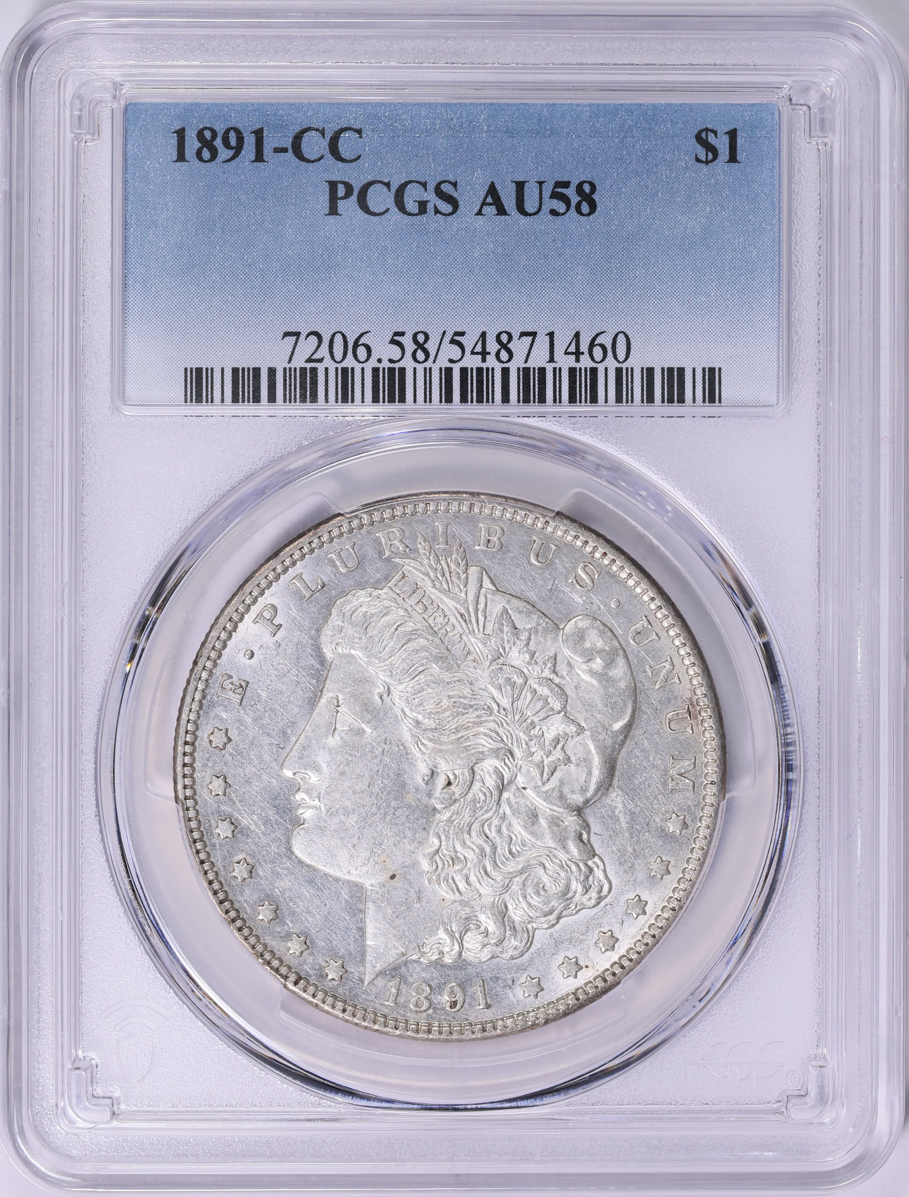 1891-CC Morgan Silver Dollar PCGS AU-58 (Item 1825442) | GreatCollections Coin Auctions
