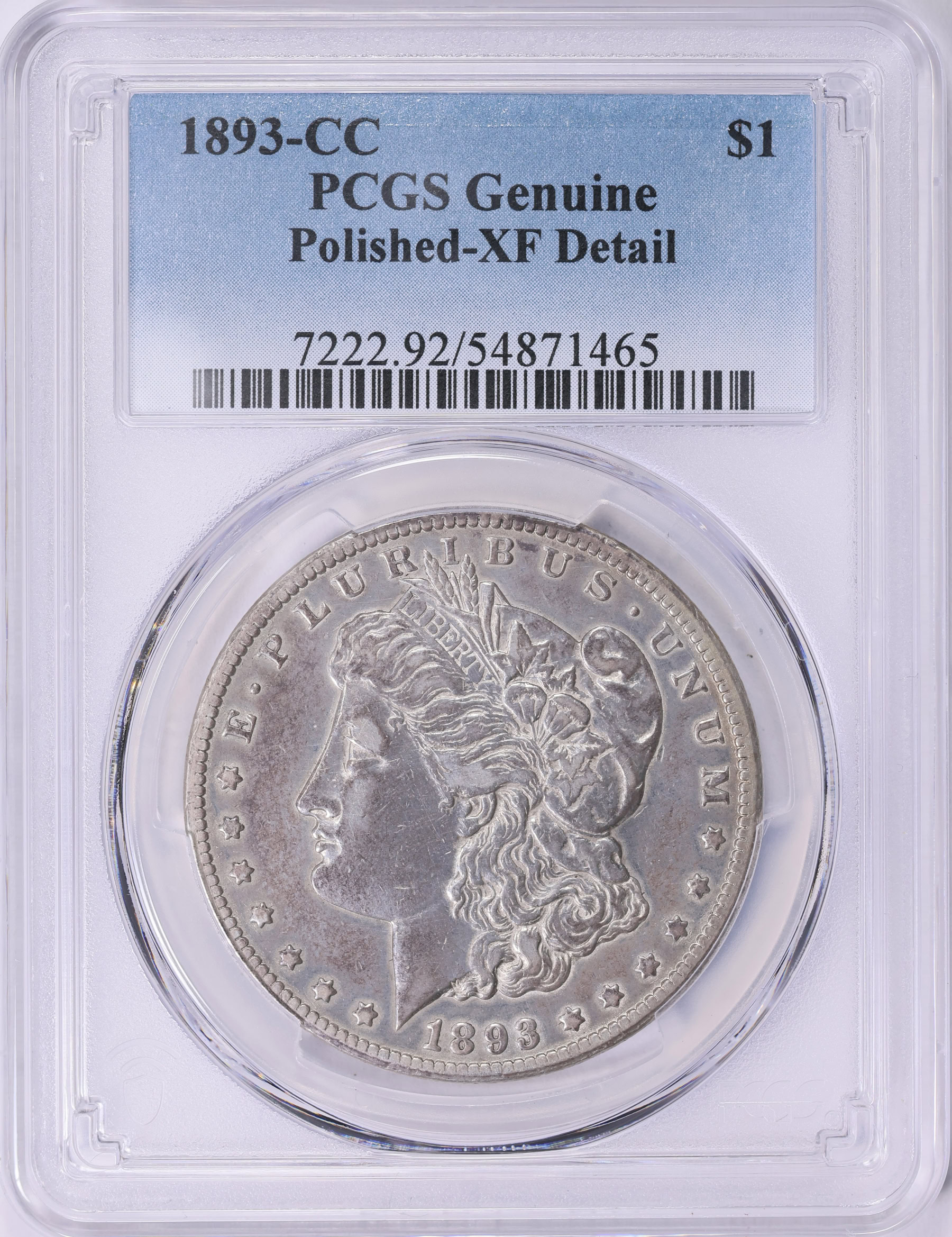 1893-CC Morgan Silver Dollar PCGS Genuine XF Details (Item 1825447) | GreatCollections Coin Auctions