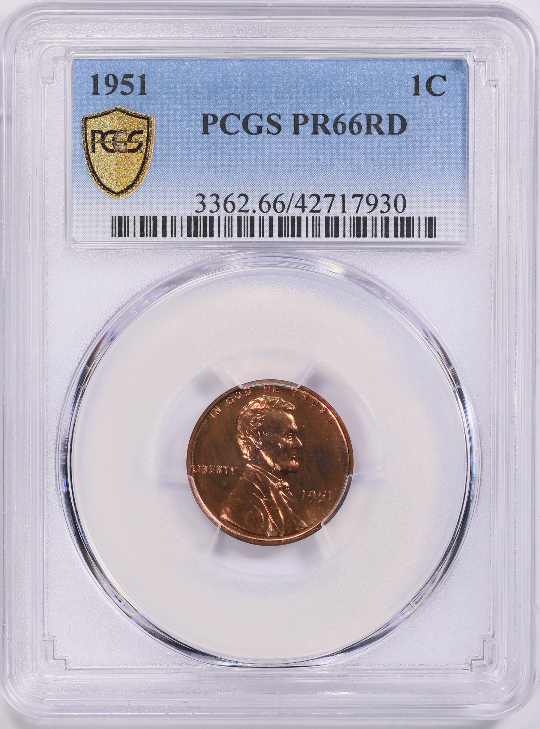 1951 Lincoln Cent PCGS Proof-66 RD (Item 1825493) | GreatCollections Coin Auctions