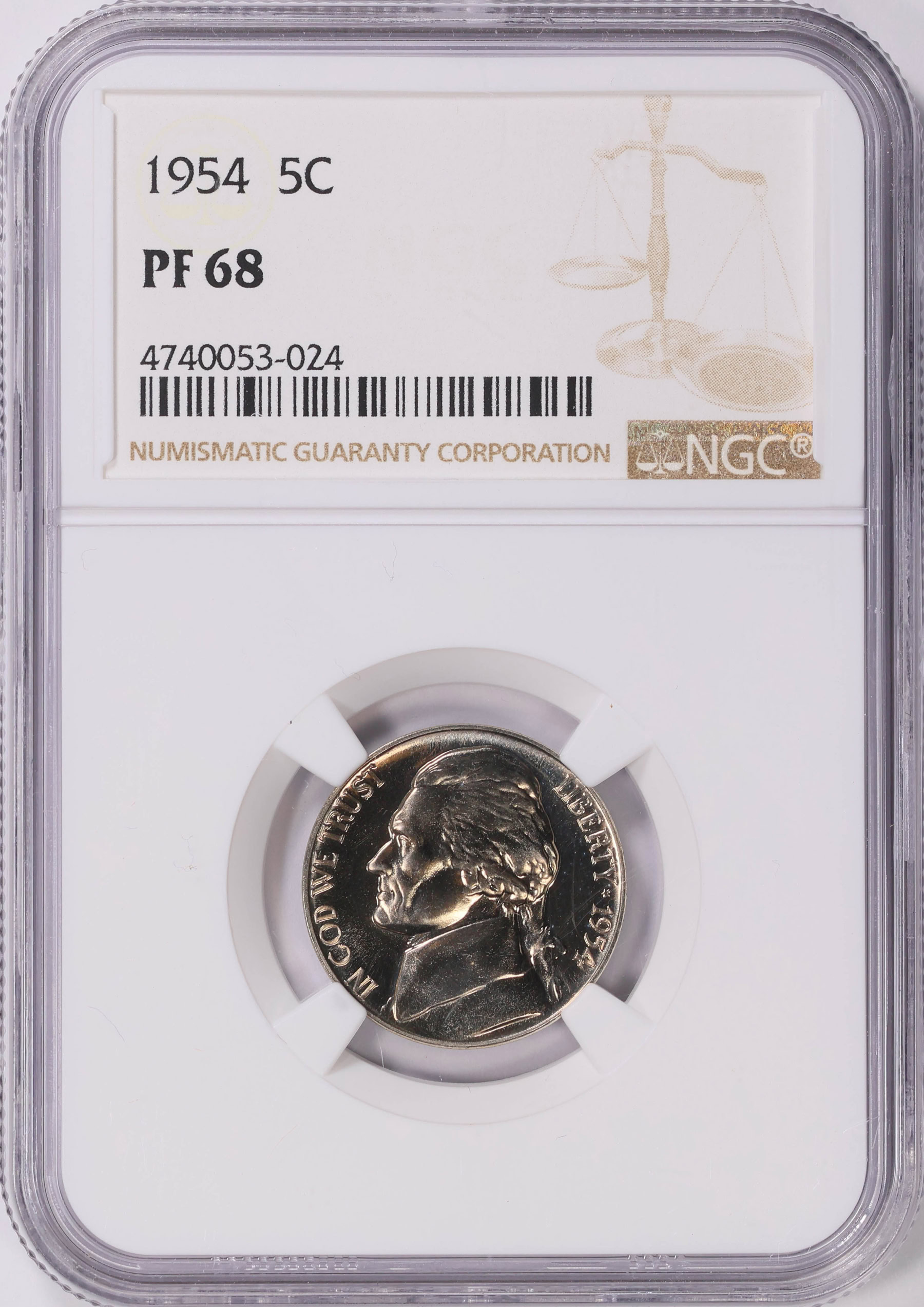 1954 Jefferson Nickel NGC Proof-68 (Item 1825505) | GreatCollections Coin Auctions