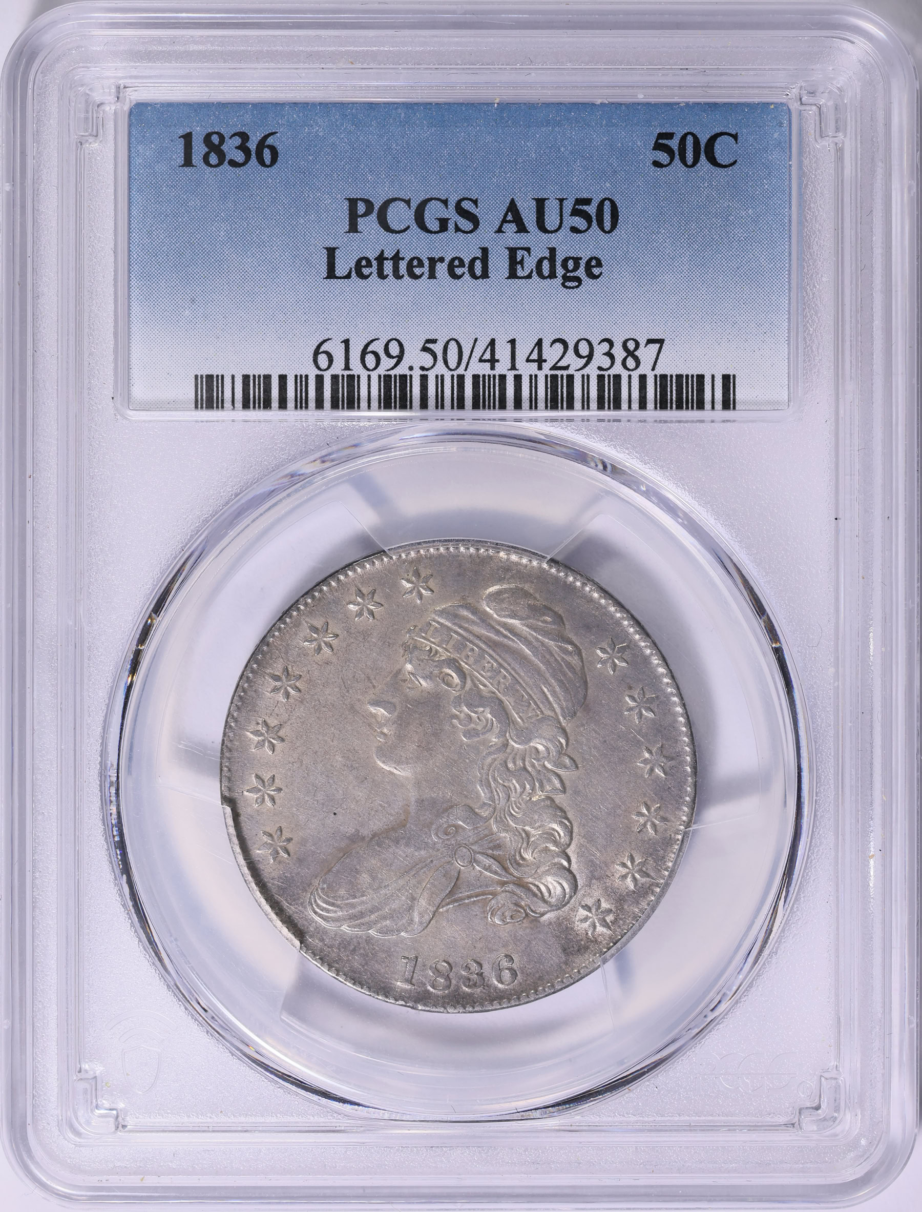 1836 Capped Bust Half Dollar Lettered Edge PCGS AU-50 (Item 1825544 ...