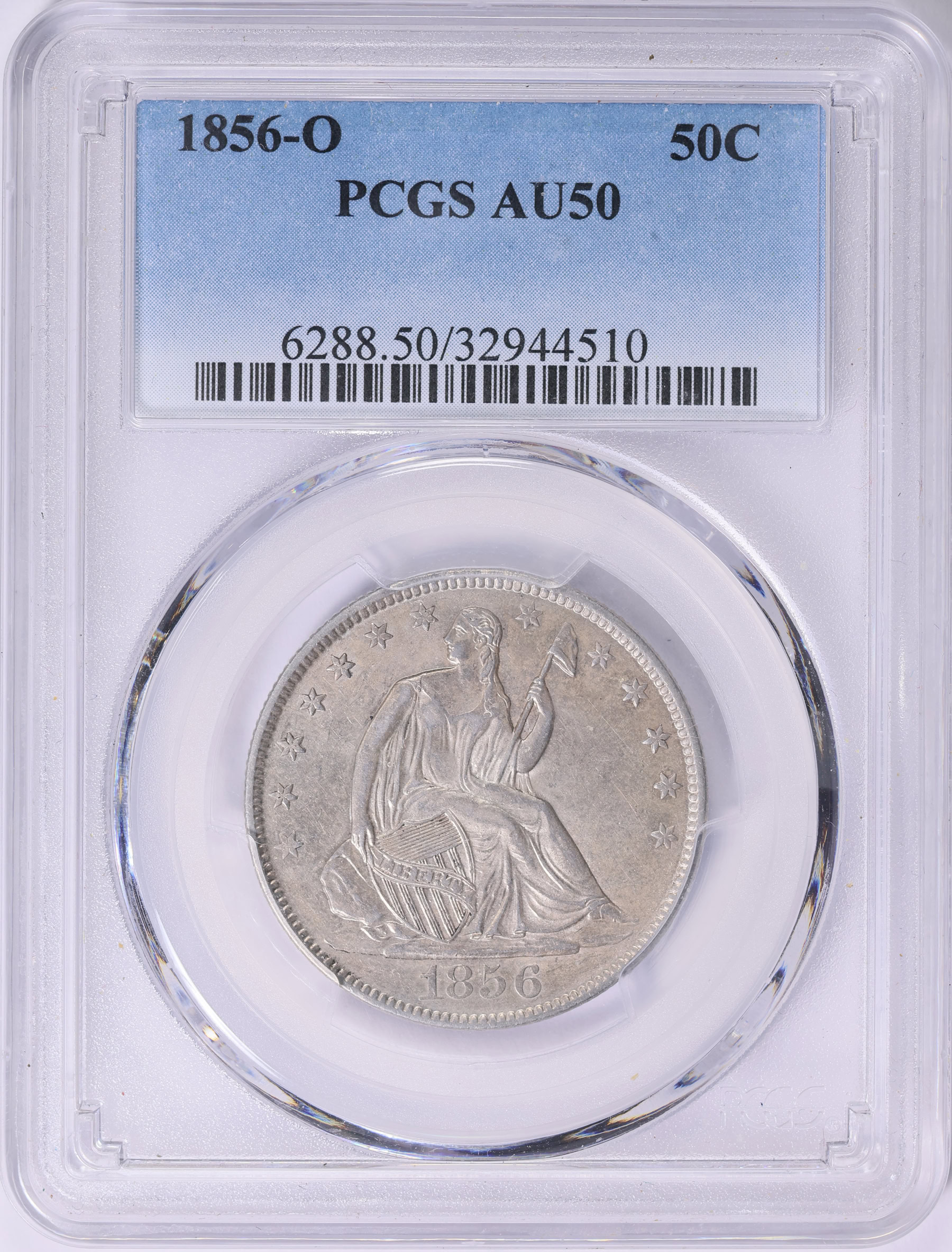 1856-O Seated Liberty Half Dollar PCGS AU-50 (Item 1825545) | GreatCollections Coin Auctions