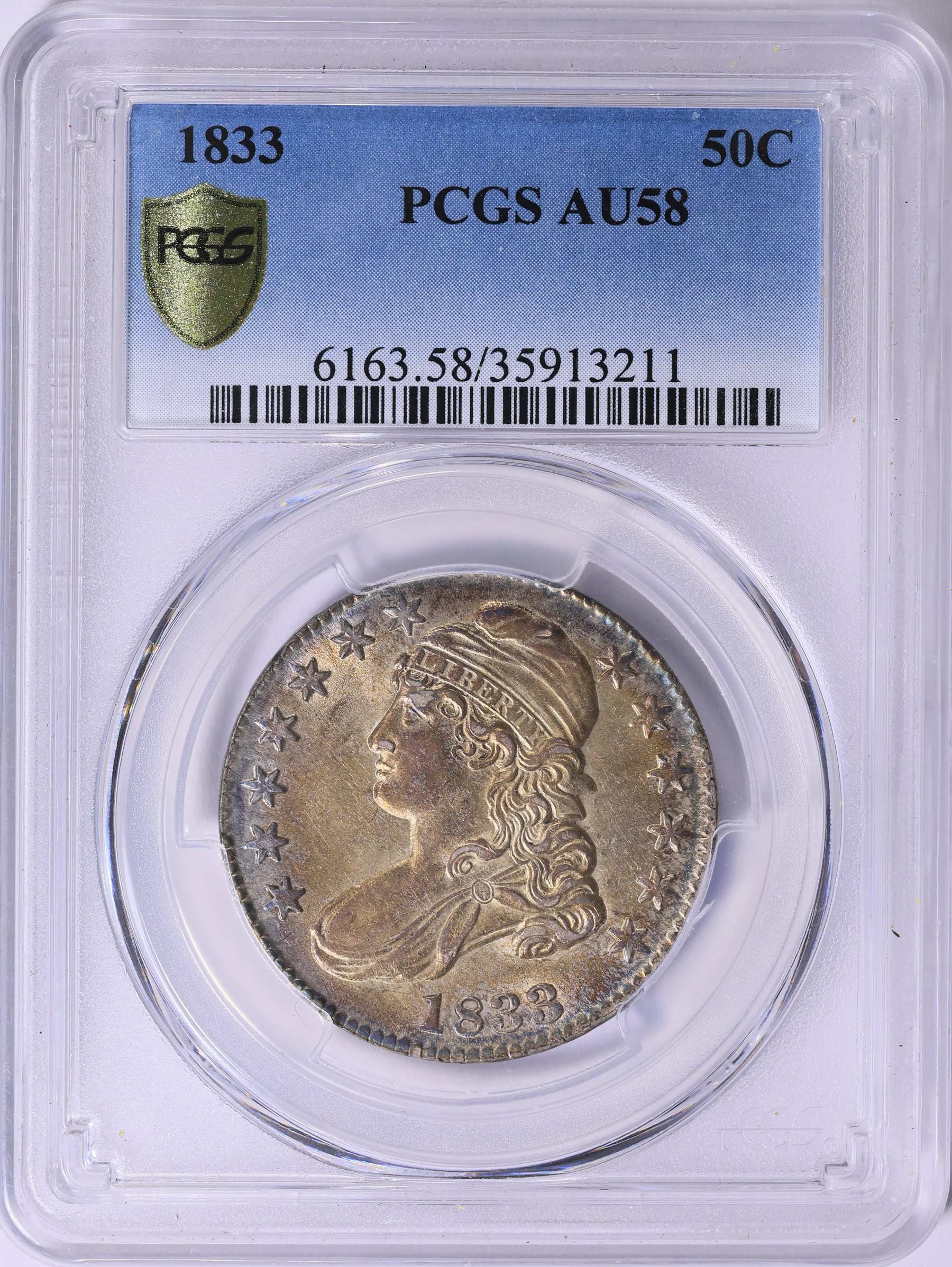 1833 Capped Bust Half Dollar PCGS AU-58 (Toned) (Item 1825546 ...