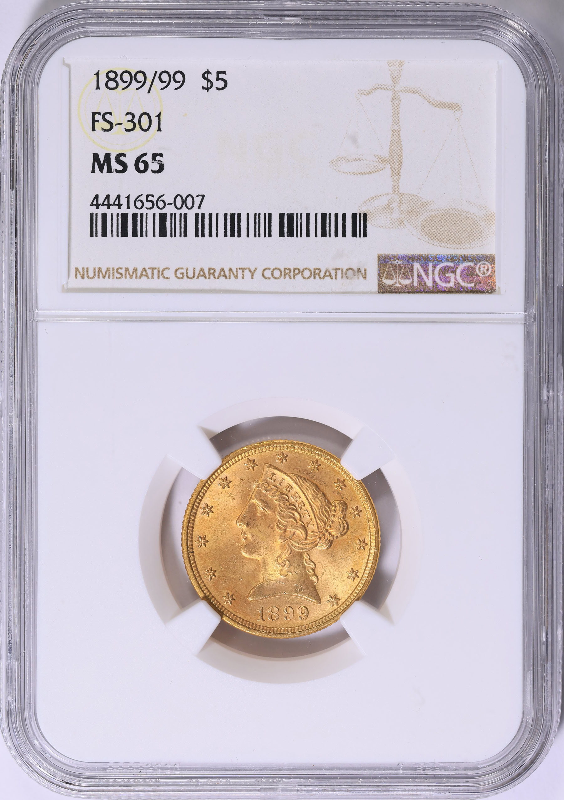 1899/99 Liberty Gold Half Eagle FS-301 NGC MS-65 (Item 1825554) | GreatCollections Coin Auctions