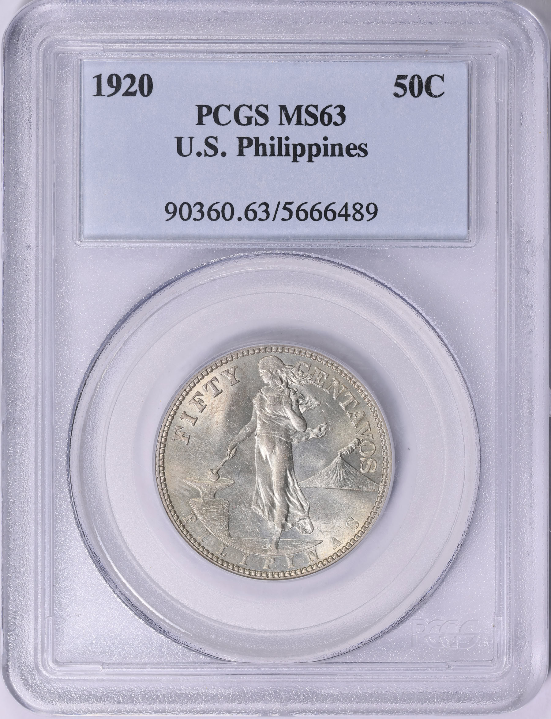 1920 U.S. Philippines Fifty Centavos PCGS MS-63 (Item 1825698) | GreatCollections Coin Auctions