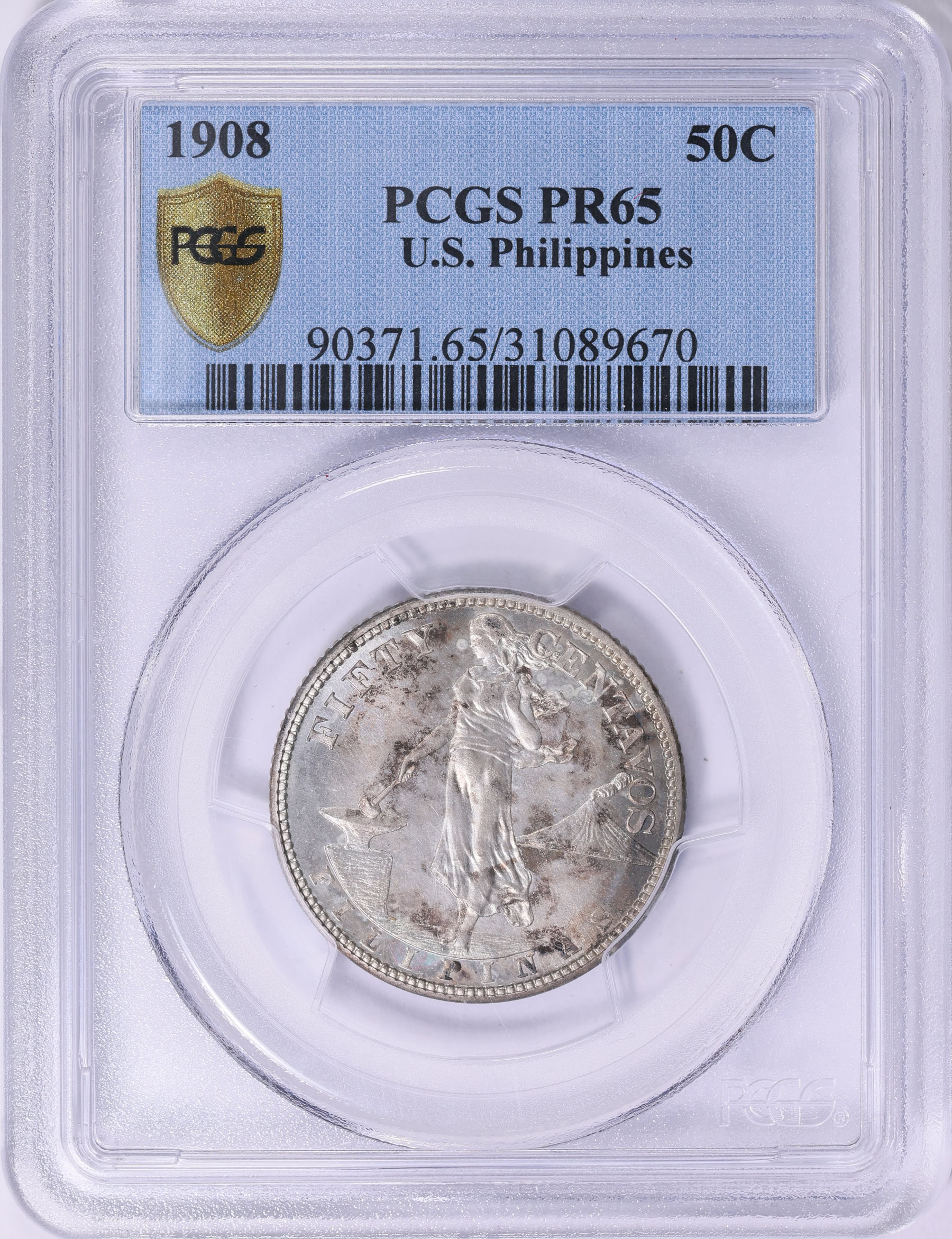 1908 U.S. Philippines Fifty Centavos PCGS Proof-65 (Item 1825708) | GreatCollections Coin Auctions