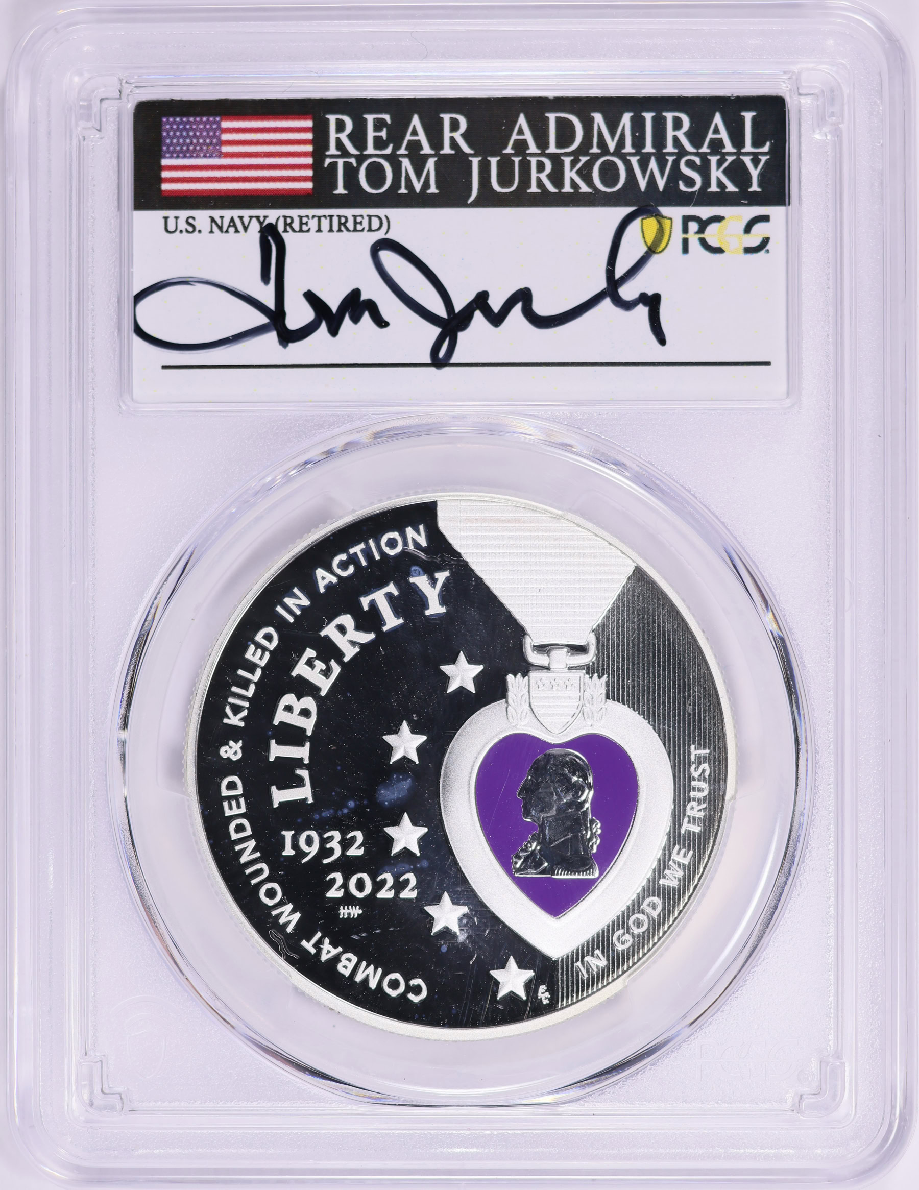 2022-W National Purple Heart Hall of Honor Colorized Silver Dollar PCGS ...