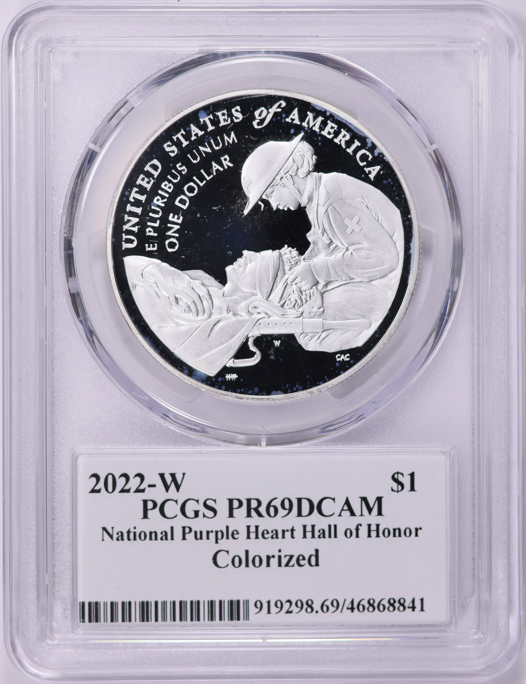 2022-W National Purple Heart Hall of Honor Colorized Silver Dollar PCGS ...
