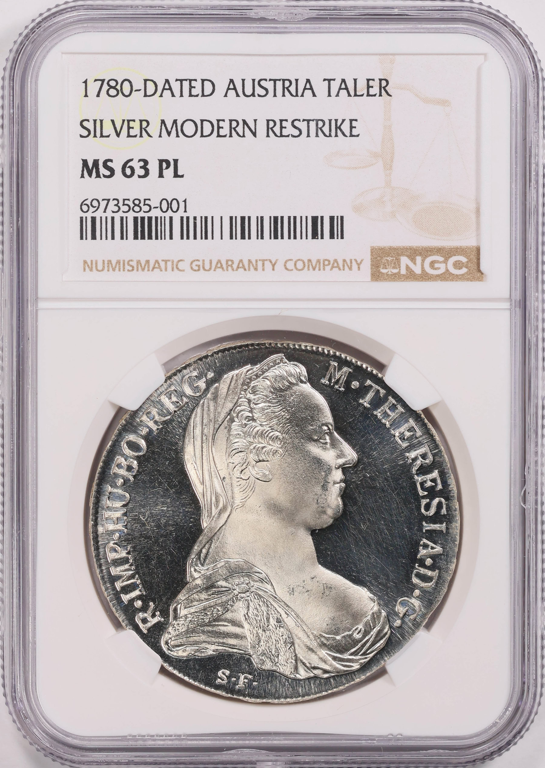 Austria "1780"-S.F. Thaler Modern Restrike (1853-Present) NGC MS-63 PL (Item 1825928 ...