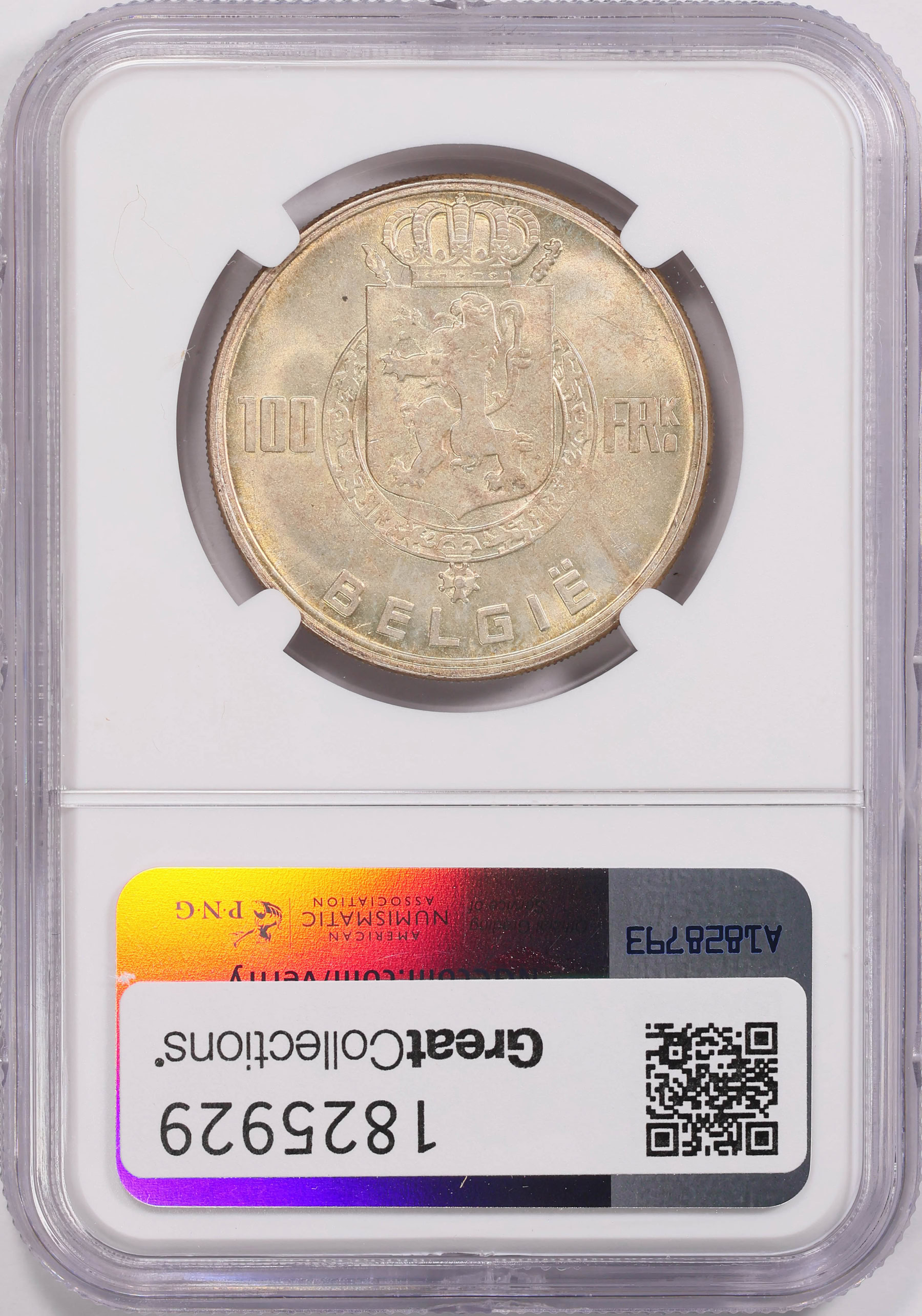 Belgium 1951 Silver 100 Francs BELGIE Coin Alignment KM-139.1 NGC MS-64 ...