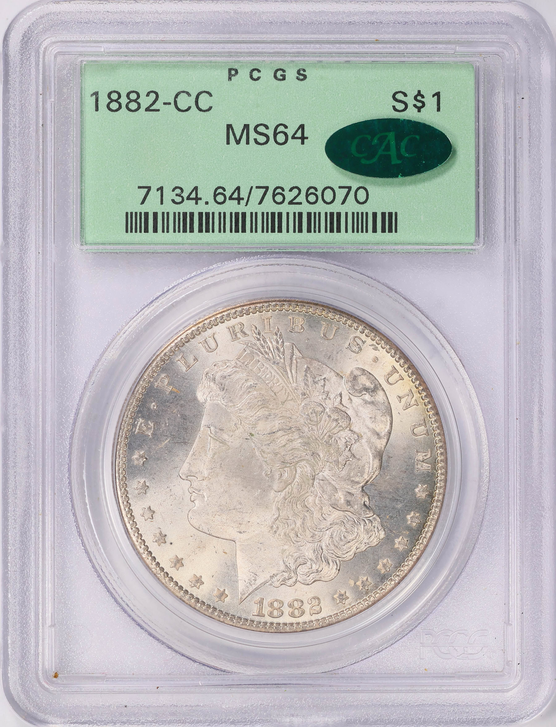 1882-CC Morgan Silver Dollar PCGS MS-64 (CAC Green) OGH (Item 1825937) | GreatCollections Coin ...