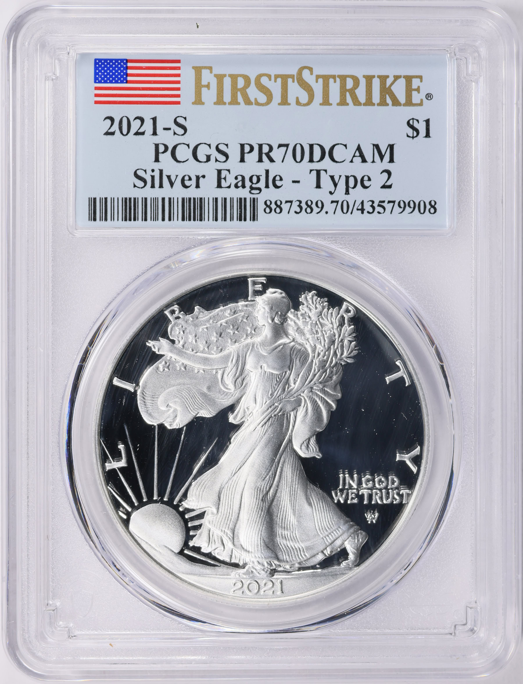 2021-S $1 Silver Eagle Type 2 First Strike PCGS Proof-70 DCAM (Item 1825974) | GreatCollections ...