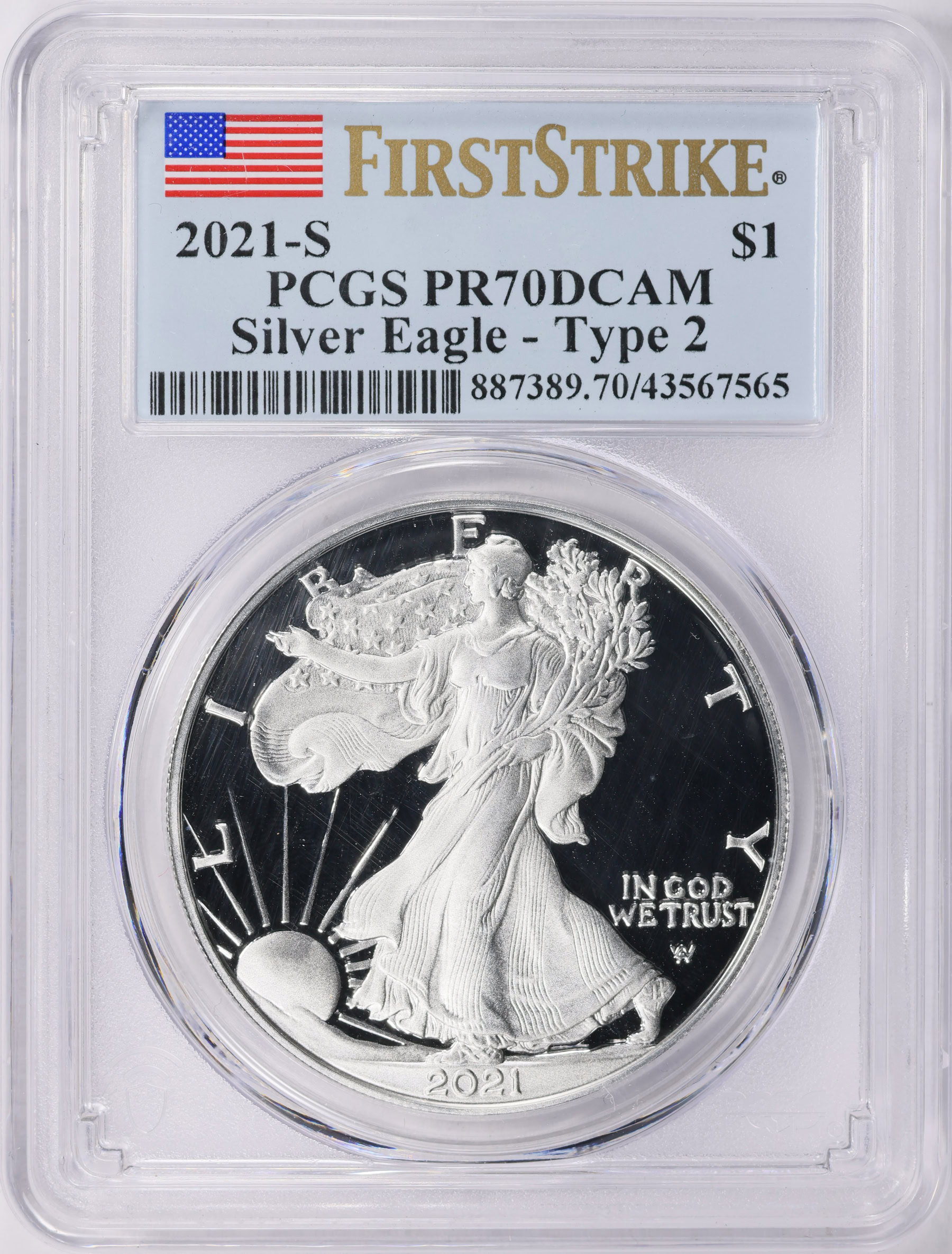 2021-S $1 Silver Eagle Type 2 First Strike PCGS Proof-70 DCAM (Item 1825981) | GreatCollections ...