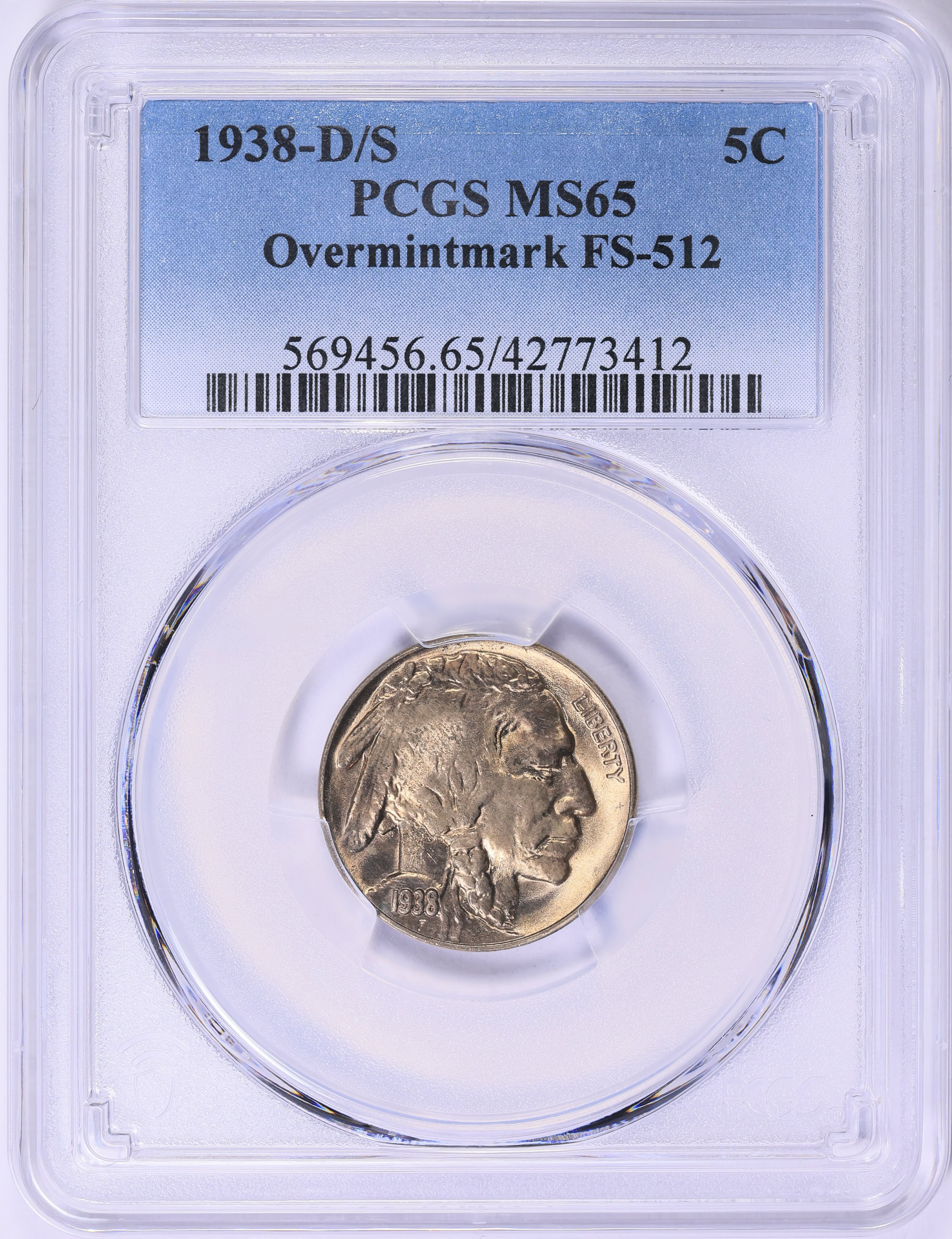 1938-D/S Buffalo Nickel Overmintmark FS-512 PCGS MS-65 (Item 1826131) | GreatCollections Coin ...
