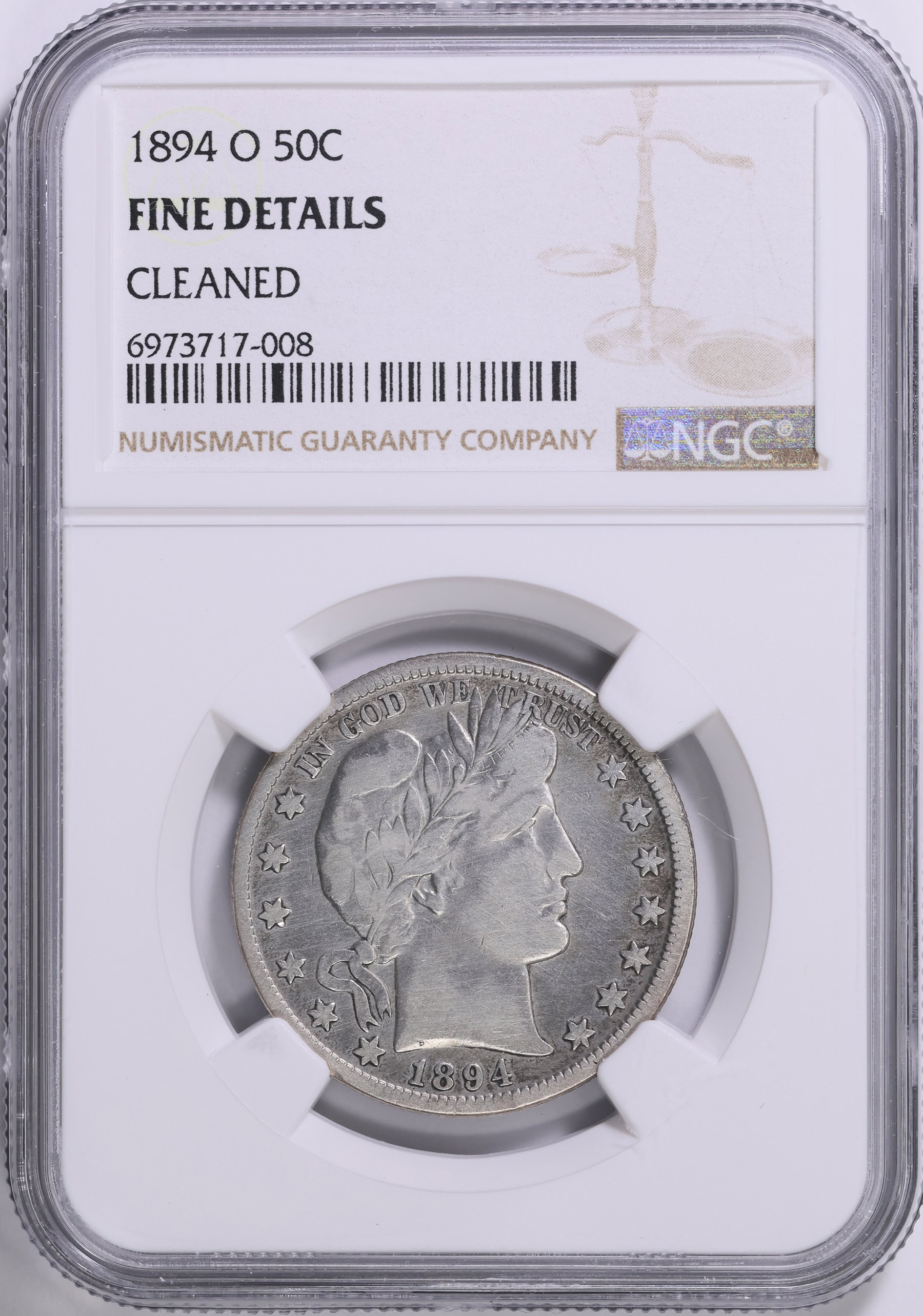 1894-O Barber Half Dollar NGC Fine Details (Item 1826193) | GreatCollections Coin Auctions