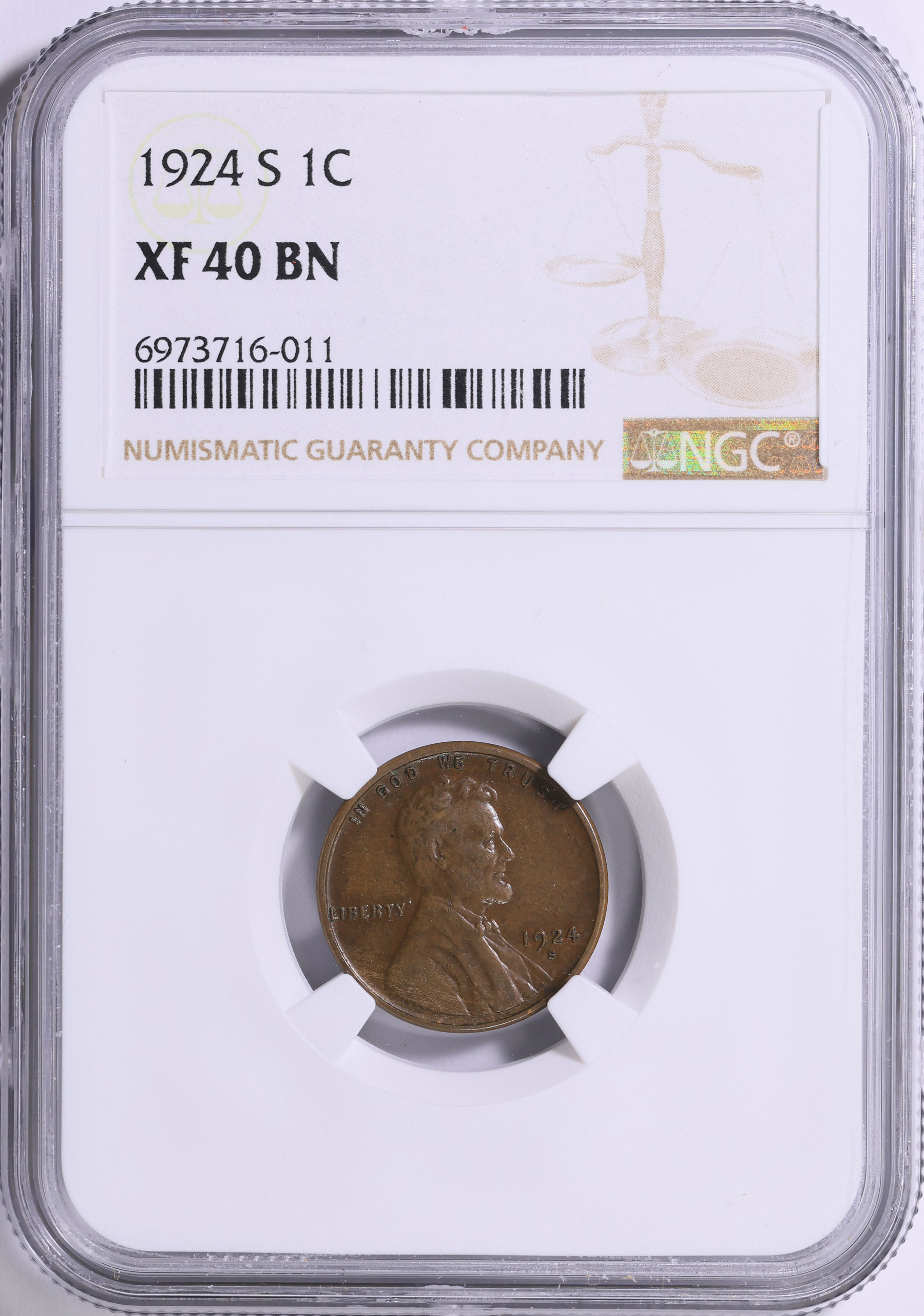 1924-S Lincoln Cent NGC XF-40 BN (Item 1826214) | GreatCollections Coin ...