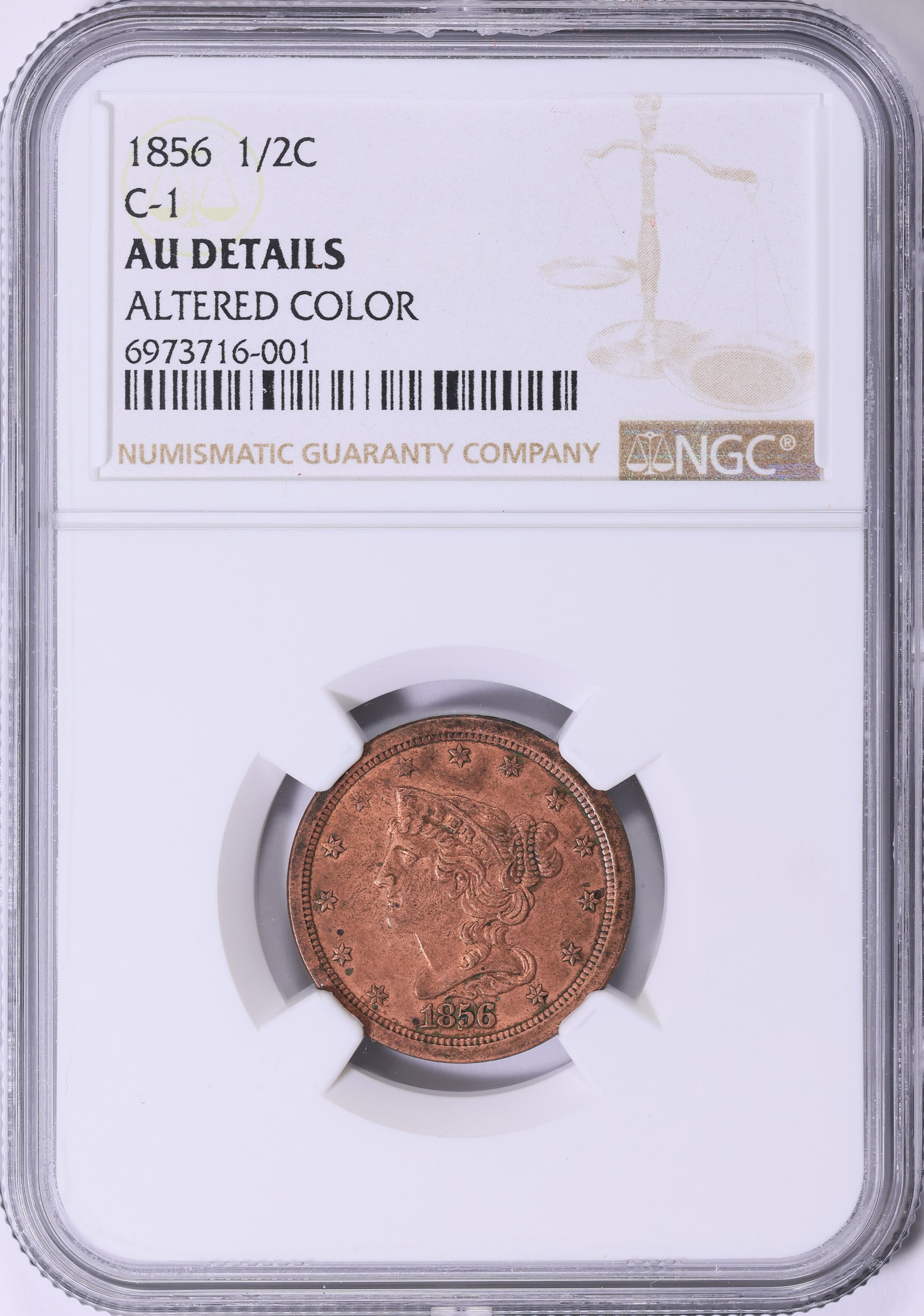 1856 Braided Hair Half Cent NGC AU Details (Item 1826222 ...