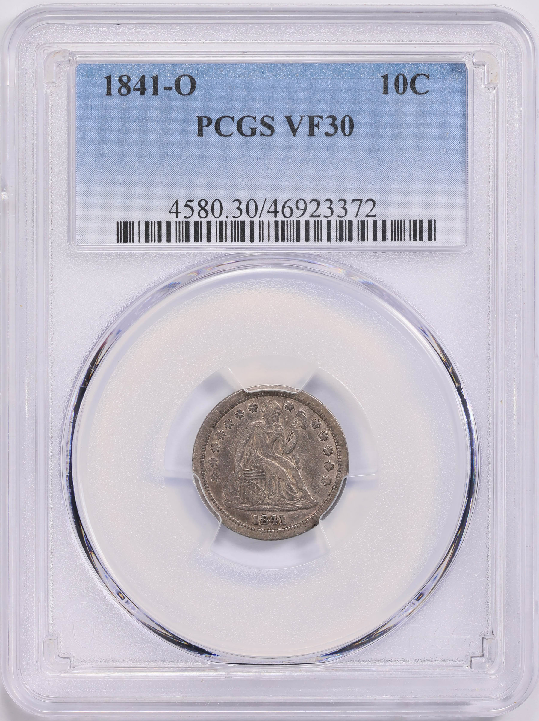 1841-O Seated Liberty Dime PCGS VF-30 (Item 1826283) | GreatCollections Coin Auctions