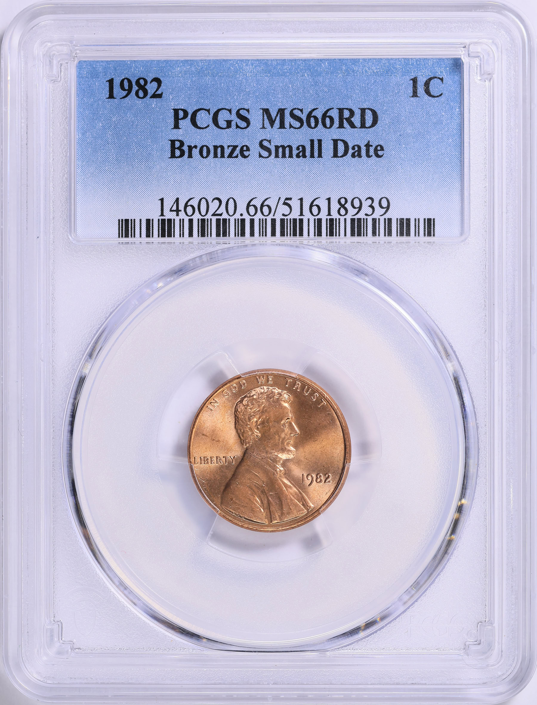 1982 Lincoln Cent Bronze Small Date PCGS MS-66 RD (Item 1826316) | GreatCollections Coin Auctions