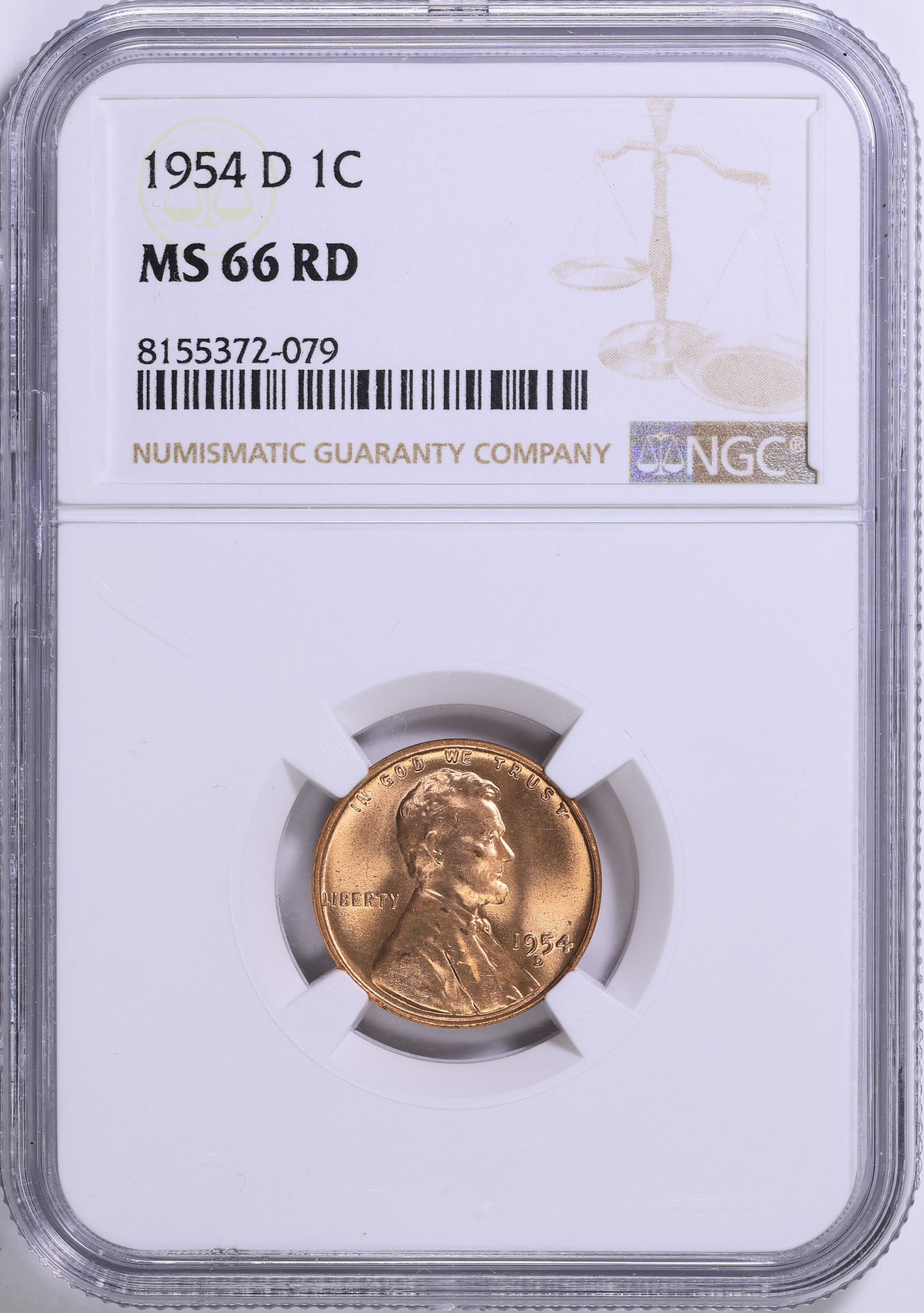 1954-D Lincoln Cent NGC MS-66 RD (Item 1826330) | GreatCollections Coin Auctions