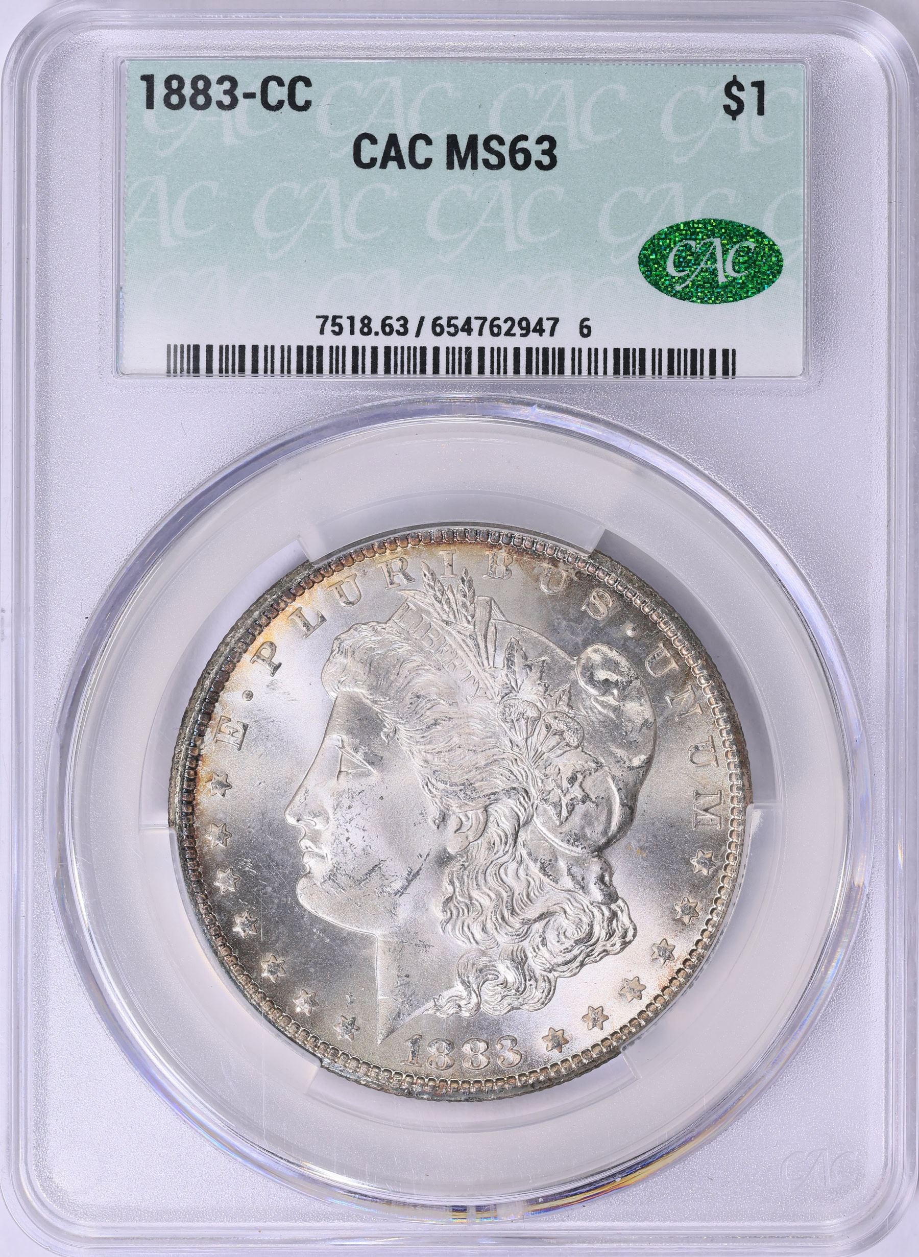 1883-CC Morgan Silver Dollar CACG MS-63 (Item 1826352) | GreatCollections Coin Auctions