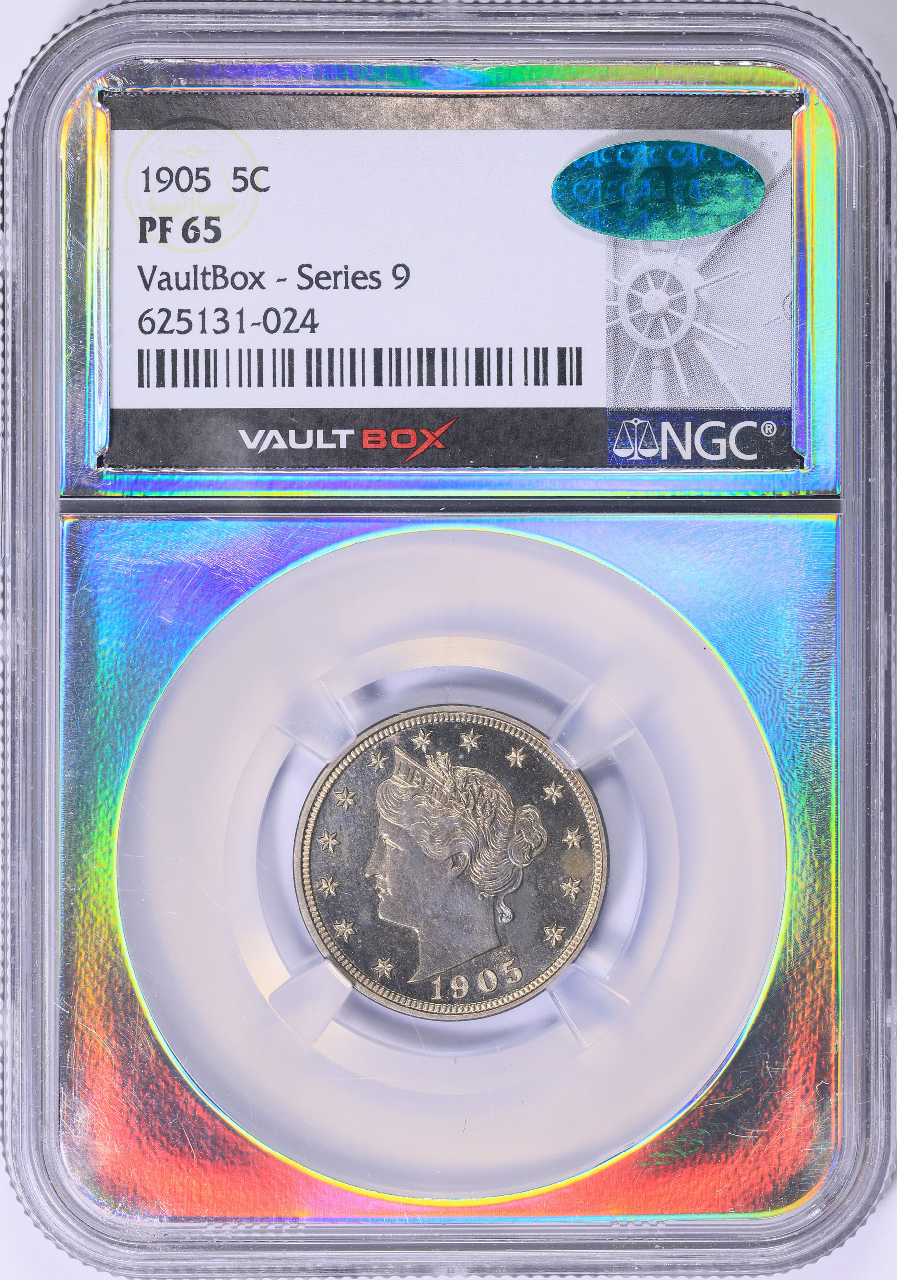 1905 Liberty Nickel NGC Proof-65 (CAC Green) (VaultBox Series 9) (Holo ...