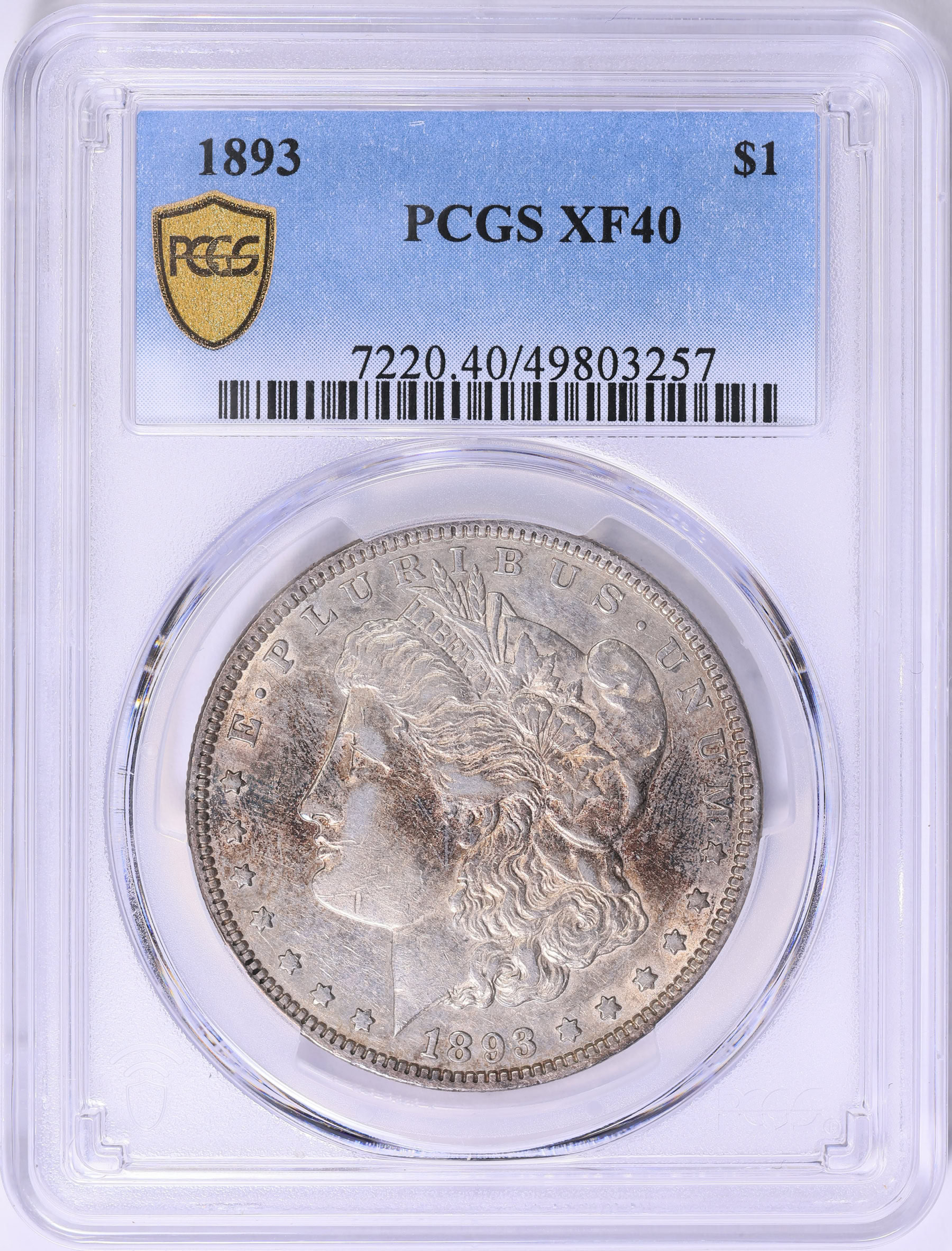 1893 Morgan Silver Dollar PCGS XF-40 (Toned) (Item 1826445) | GreatCollections Coin Auctions
