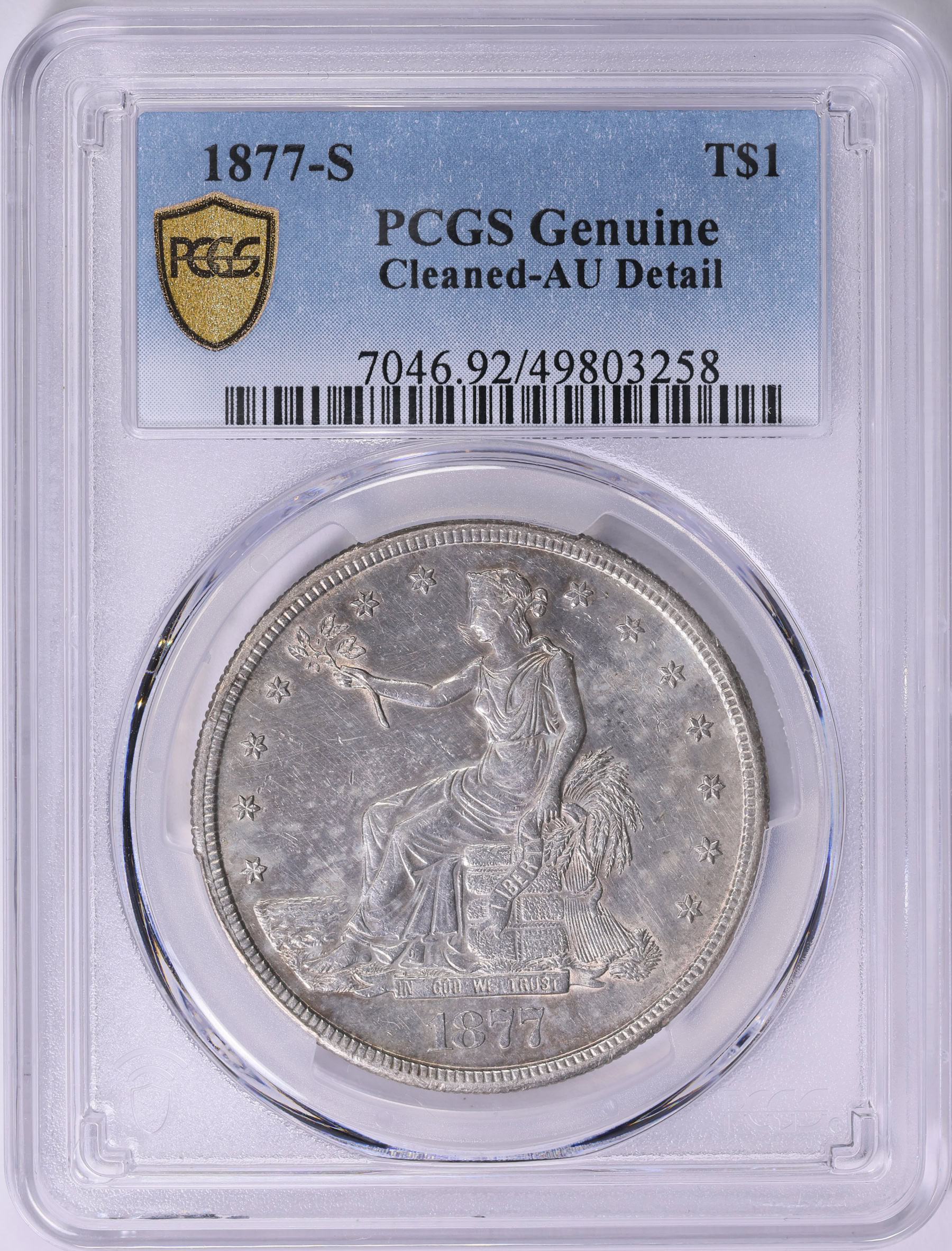 1877-S Trade Silver Dollar PCGS Genuine AU Details (Item 1826456) | GreatCollections Coin Auctions
