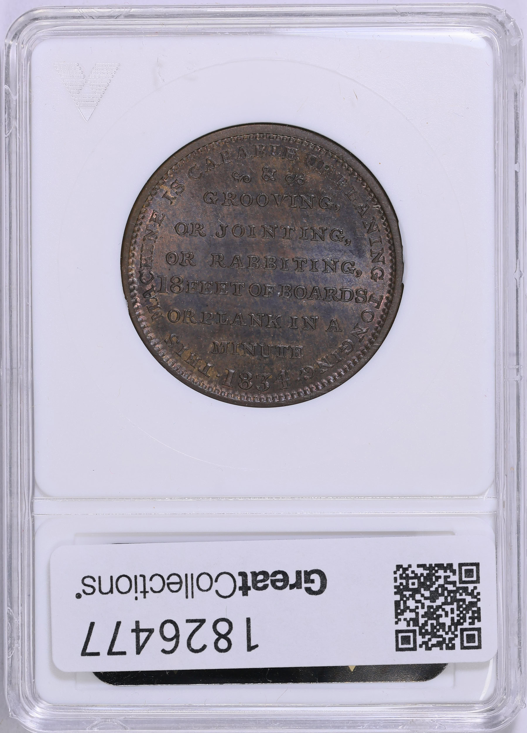 1834 Woodworth's Patent Hard Times Token HT-158 ANACS MS-62 BN OH (Item ...