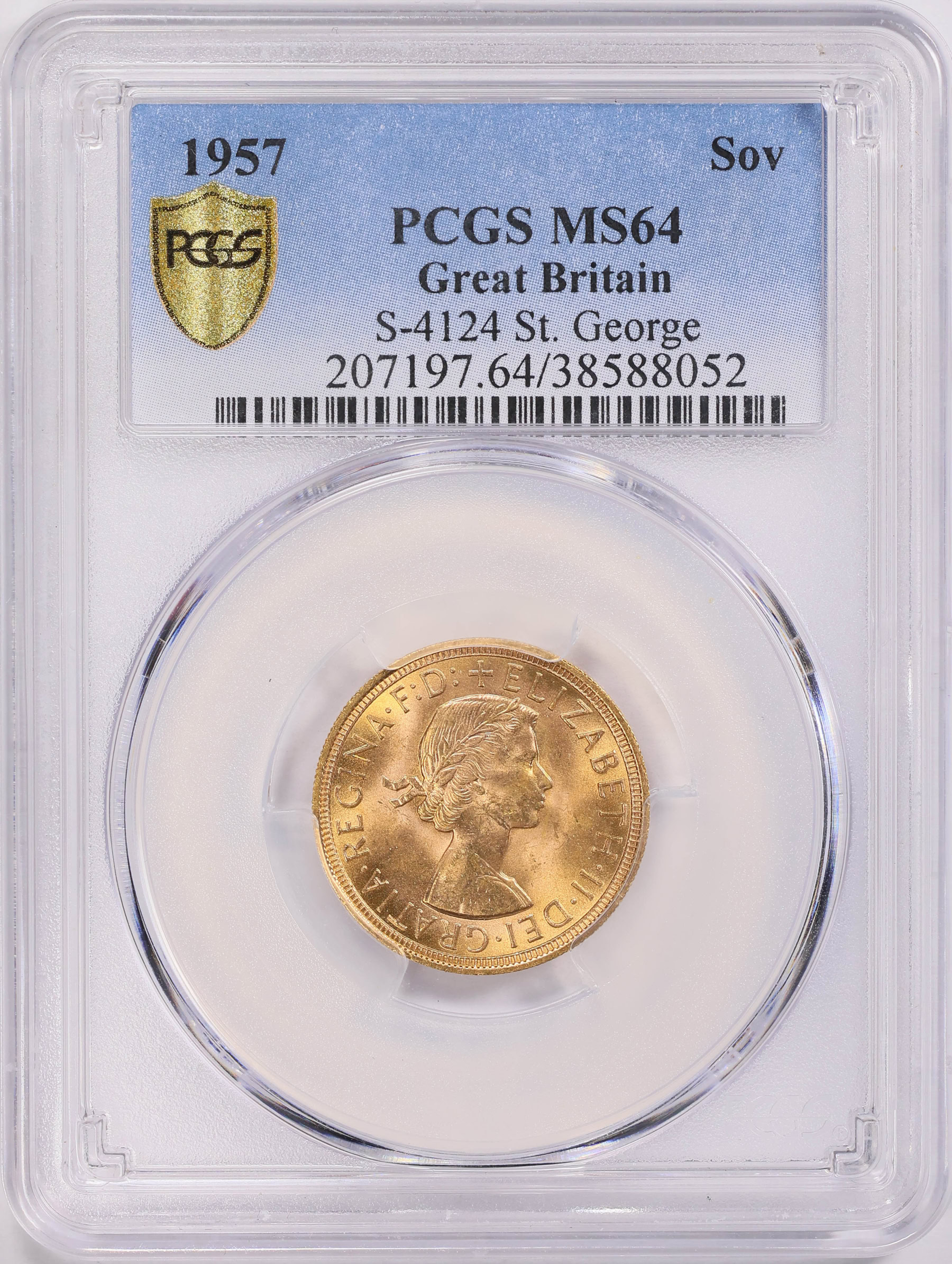 Great Britain 1957 Gold Sovereign St. George KM-908 PCGS MS-64 (AGW = 0 ...