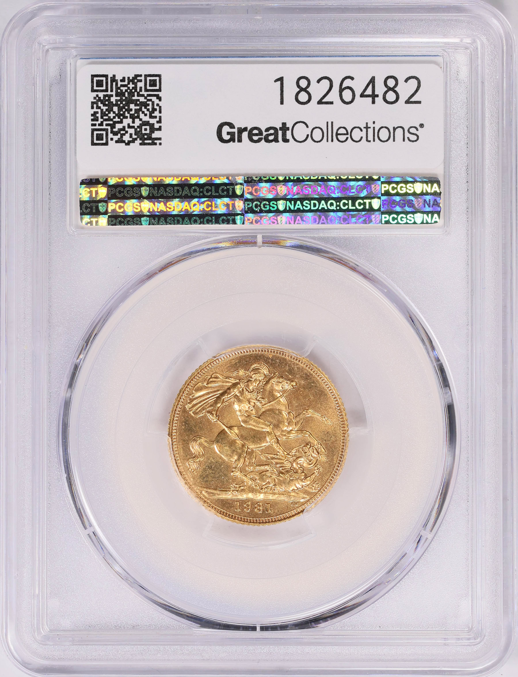 Great Britain 1981 Gold Sovereign St. George KM-919 PCGS MS-62 (AGW = 0 ...