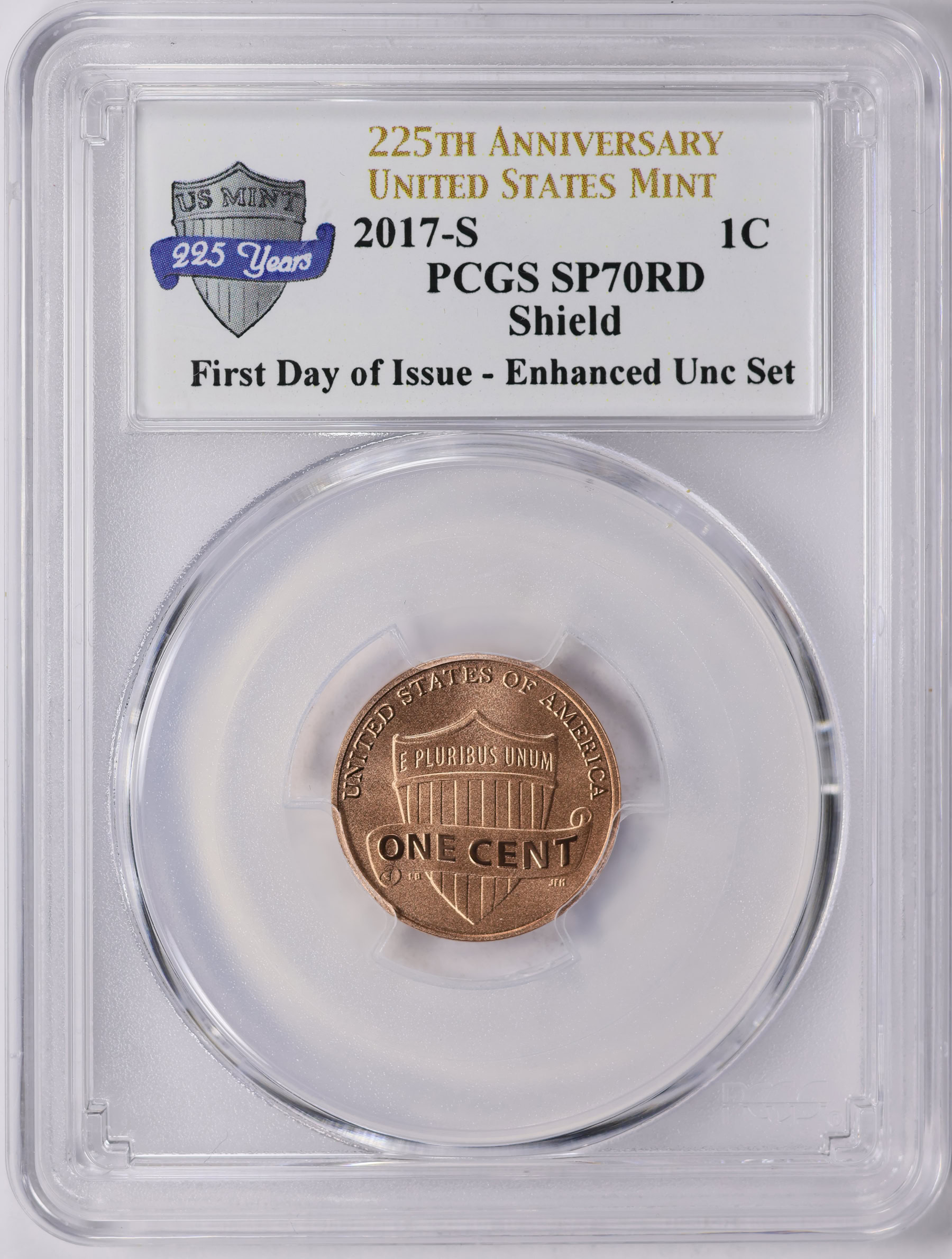 2017-S Lincoln Cent Shield (From the Enhanced Uncirculated Set) First ...