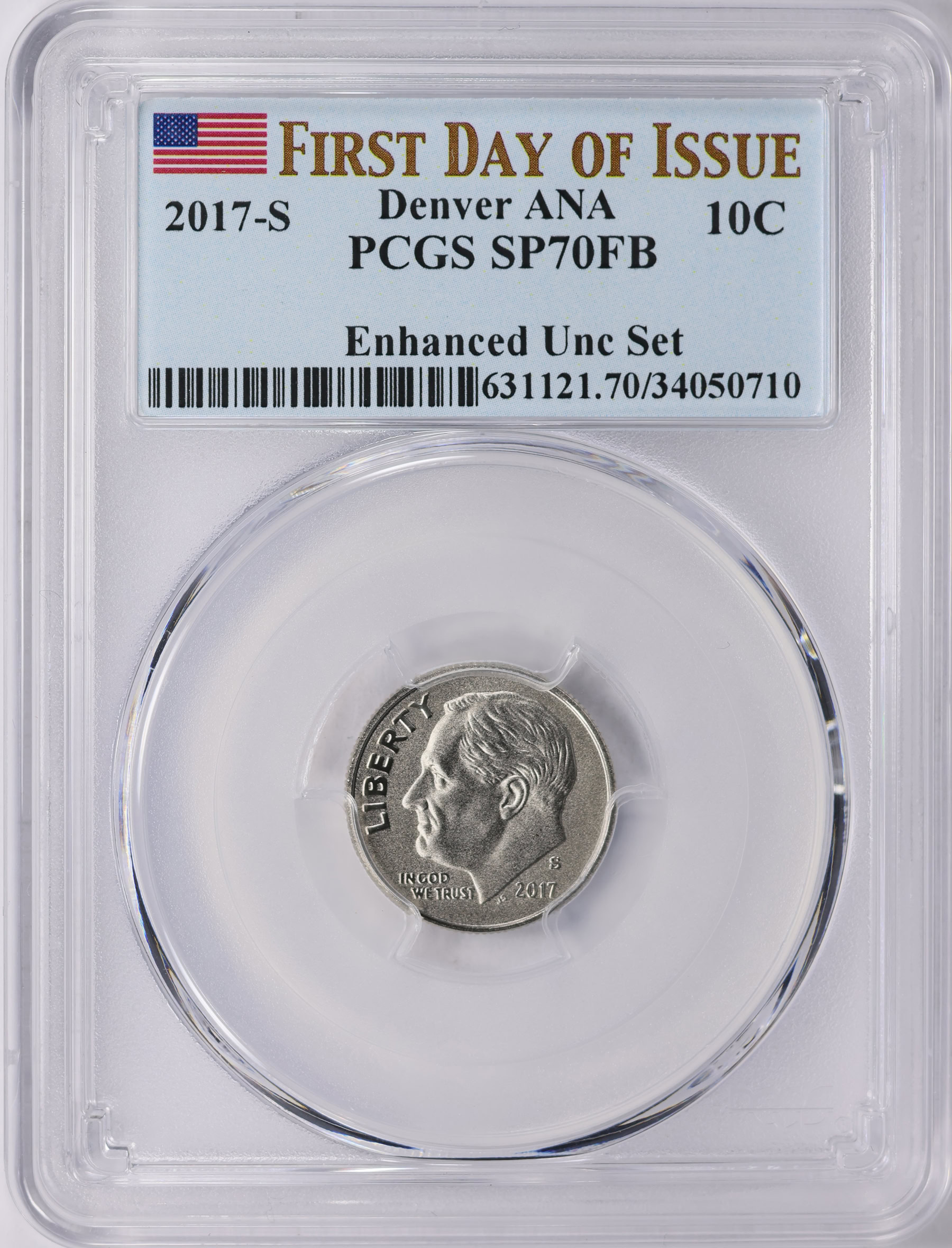 2017-S Roosevelt Dime (From the Enhanced Unc Set) Denver ANA First Day ...