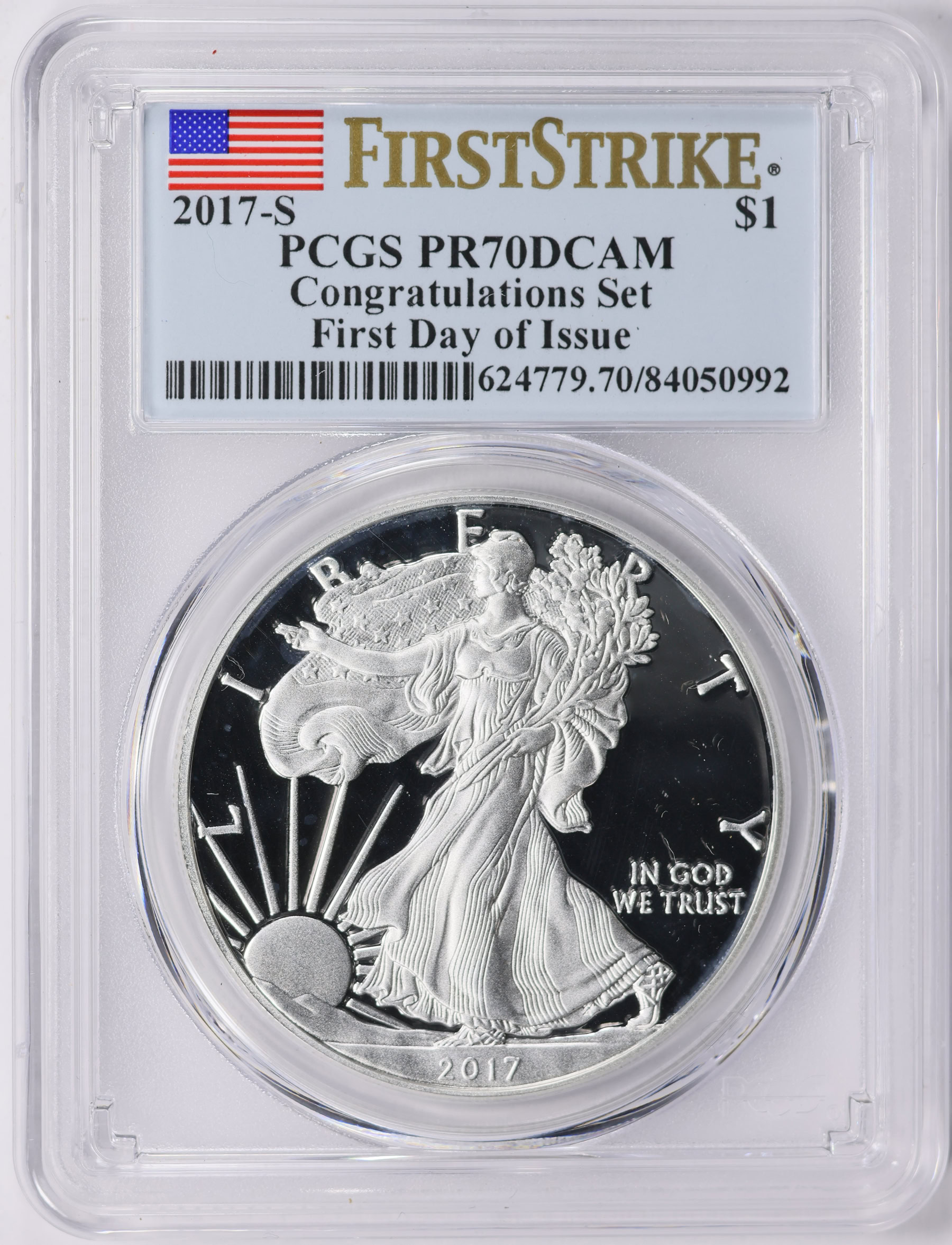 2017-S $1 Silver Eagle (From the Congratulations Set) First Strike First Day of Issue PCGS Proof ...