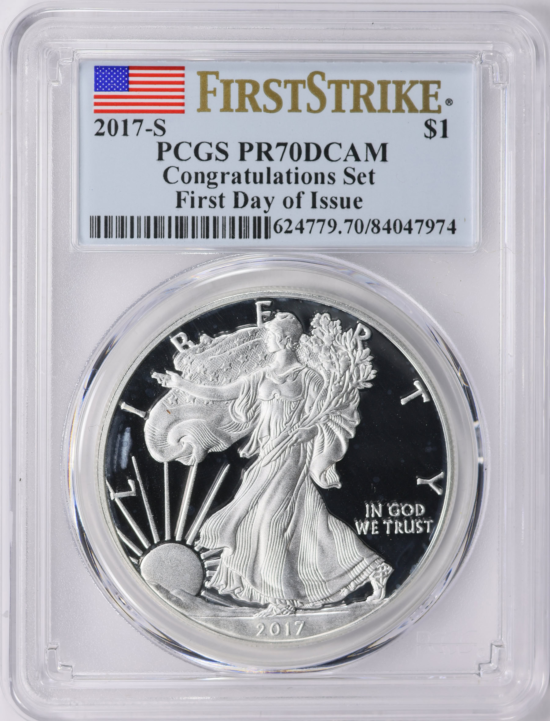 2017-S $1 Silver Eagle (From the Congratulations Set) First Strike First Day of Issue PCGS Proof ...