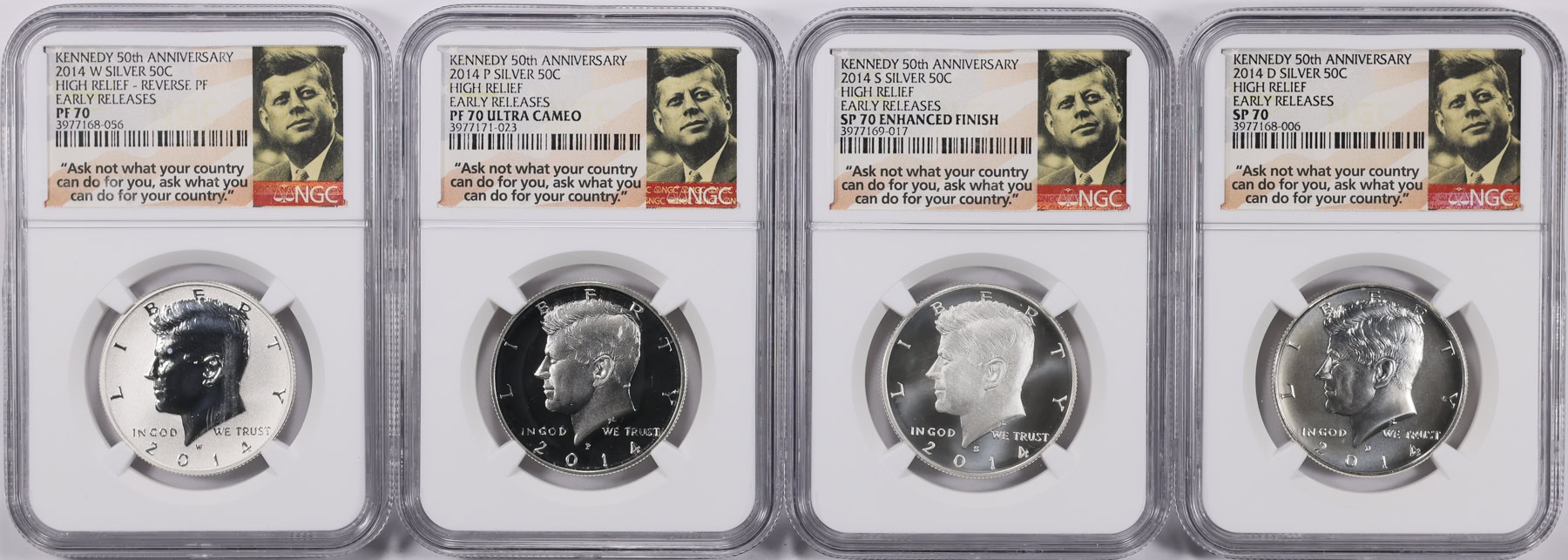 2014 Kennedy Half Dollar Silver High Relief Set Early Releases 50th ...