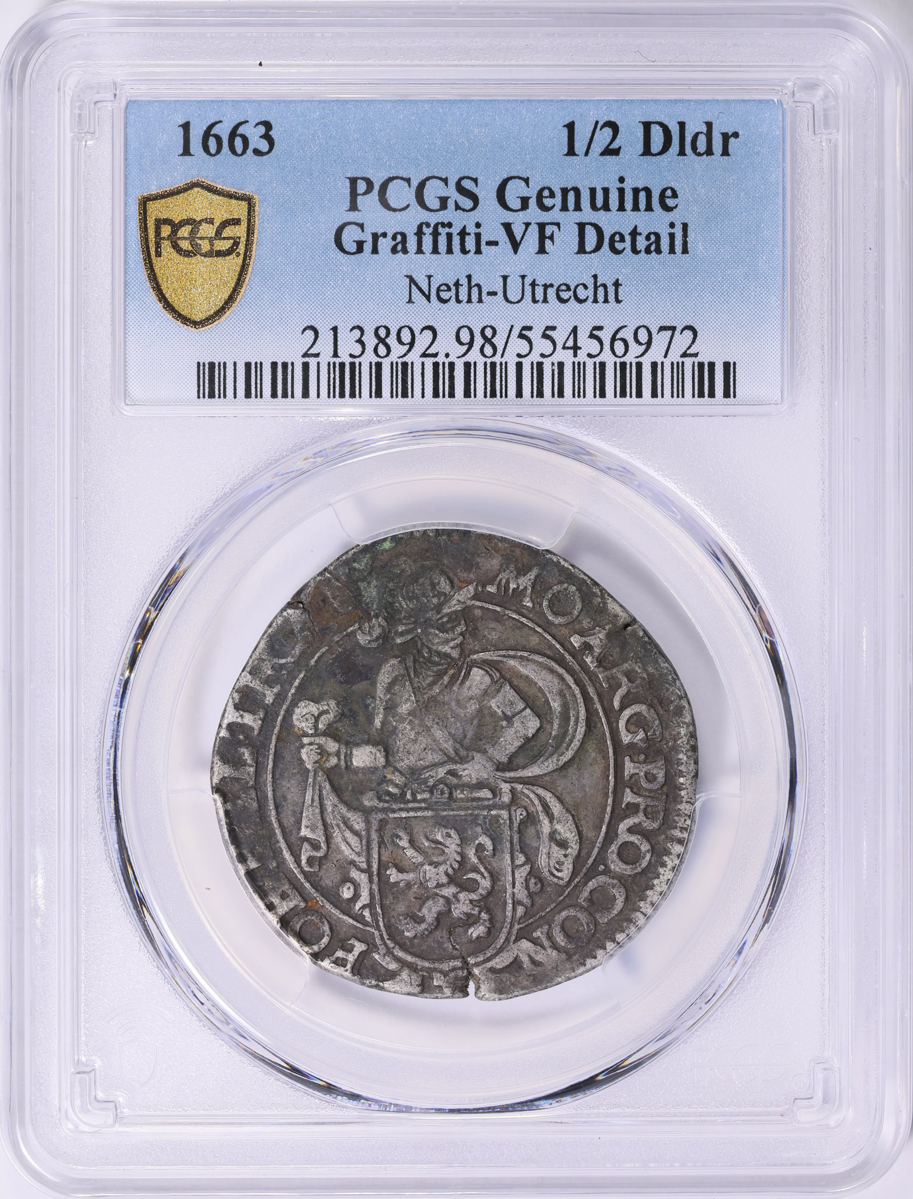 Netherlands - Utrecht 1663 Silver 1/2 Lion Daalder Lion Without Crown ...