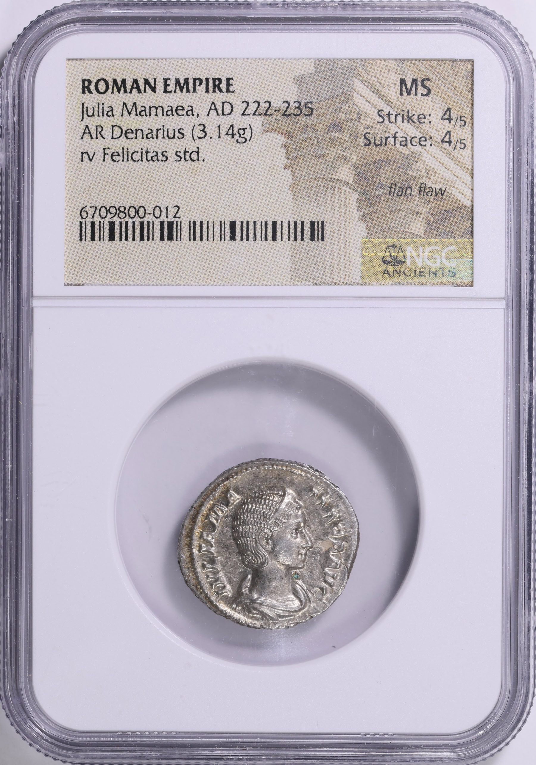 Ancient Roman Empire, Julia Mamaea Augusta (A.D. 222-235) A.D. 230 AR Denarius (3.14gms) Rome ...