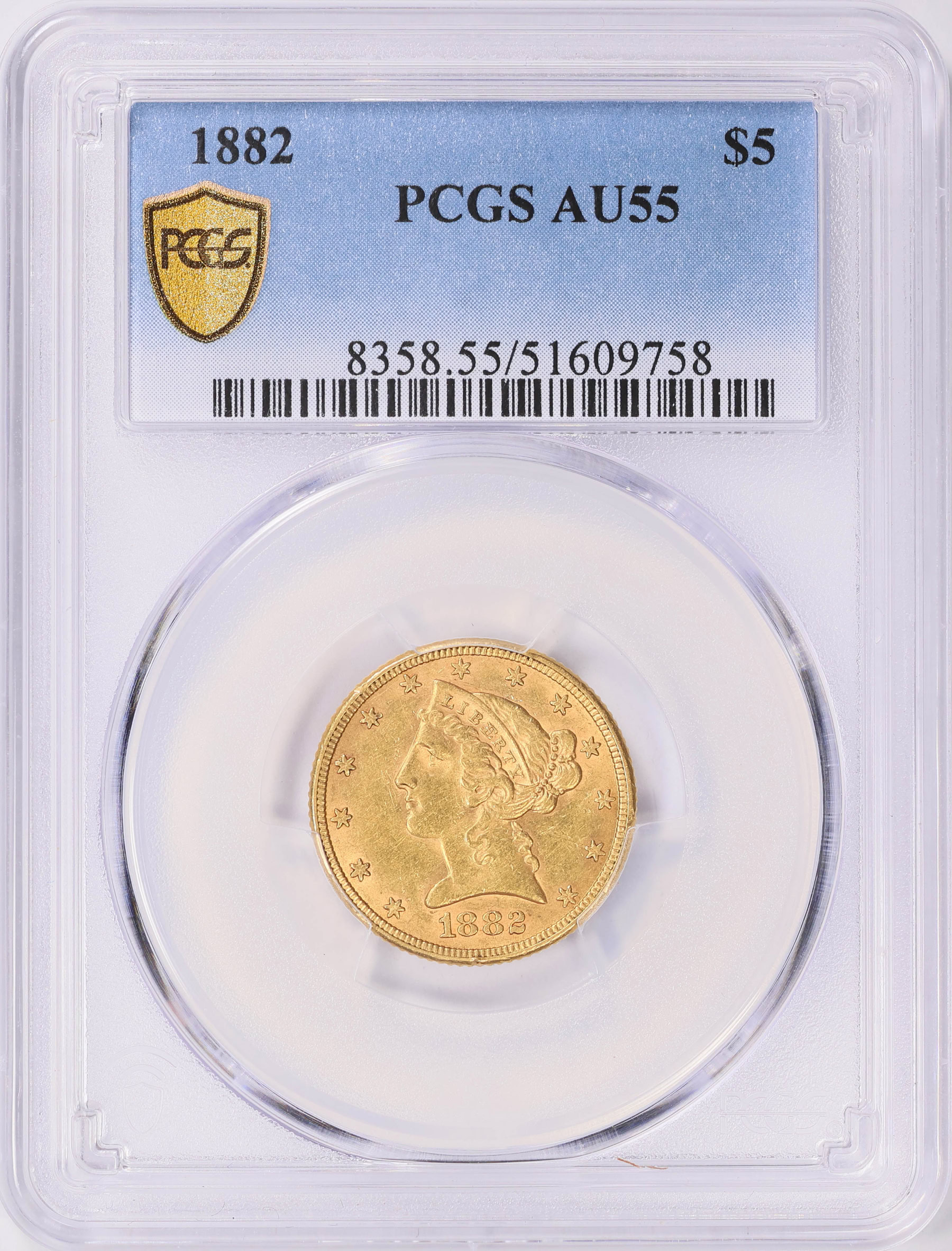 1882 Liberty Gold Half Eagle PCGS AU-55 (Item 1826779) | GreatCollections Coin Auctions